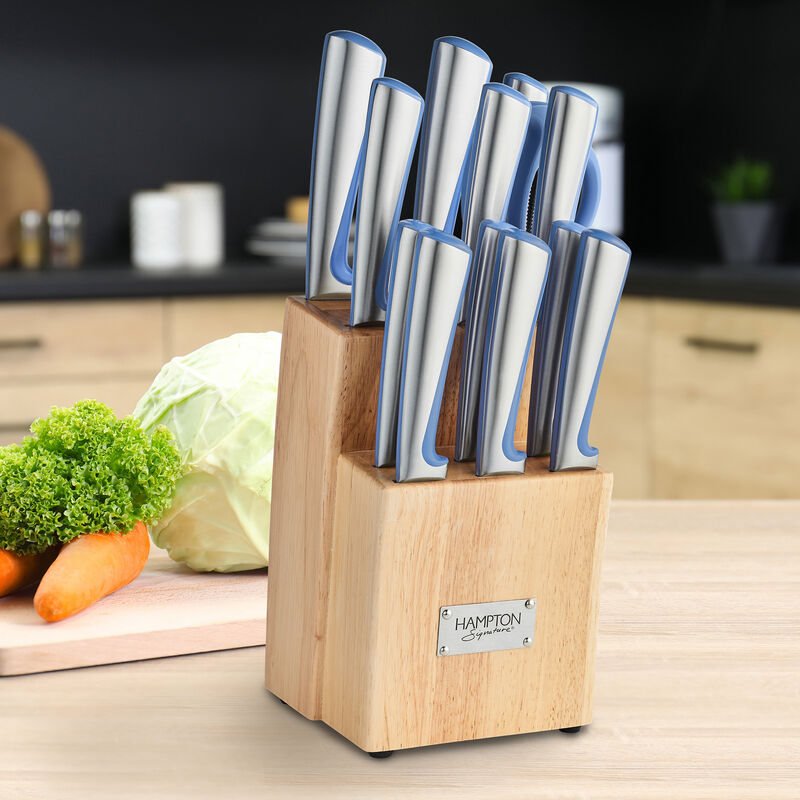 Hampton Signature "Orion" 14-pc. Cutlery Block Set - Blue | Ross Simons