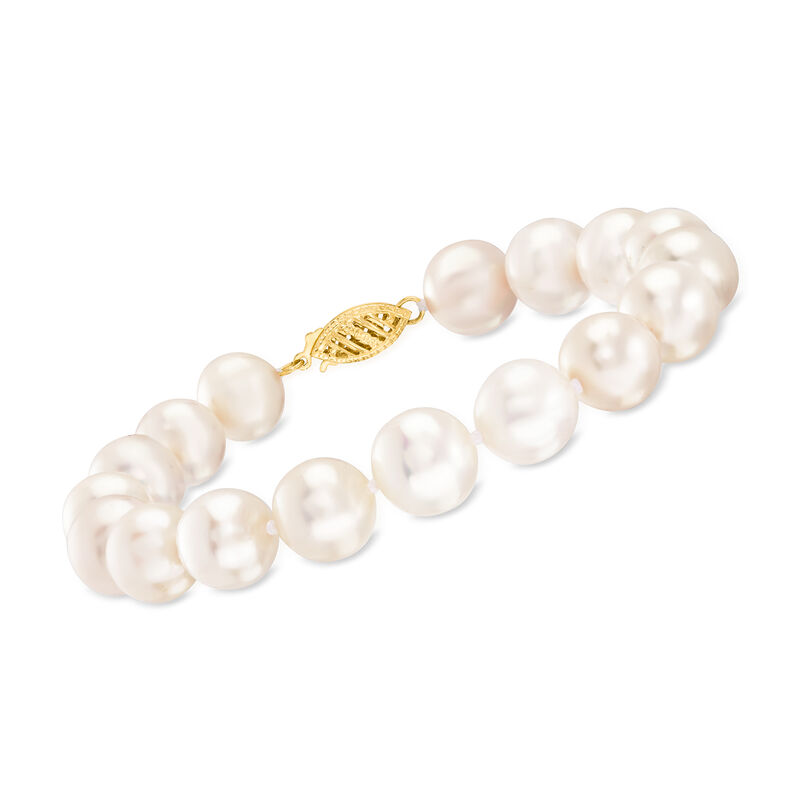 9.5-10.5mm Cultured Pearl Bracelet with 14kt Yellow Gold. 7" | Ross Simons