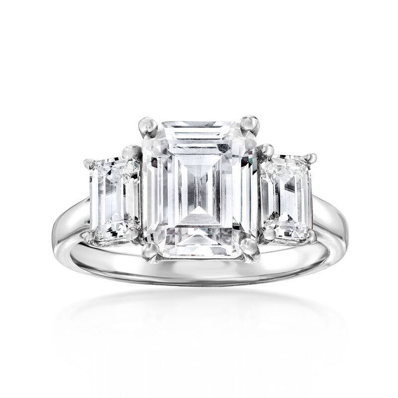 5.25 ct. t.w. CZ Three-Stone Ring in Sterling Silver