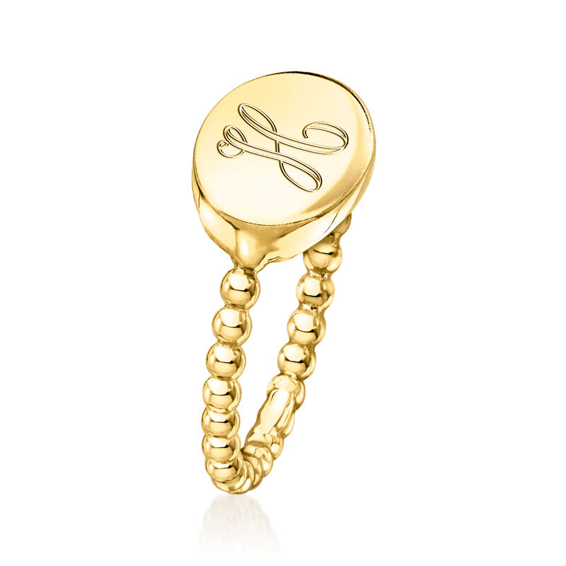 18kt Gold Vermeil Personalized Beaded Oval Ring | Ross Simons