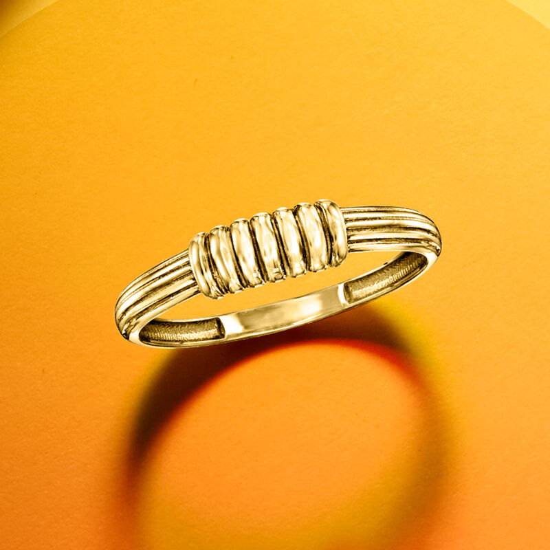 18kt Yellow Gold Ribbed-Center Ring | Ross Simons