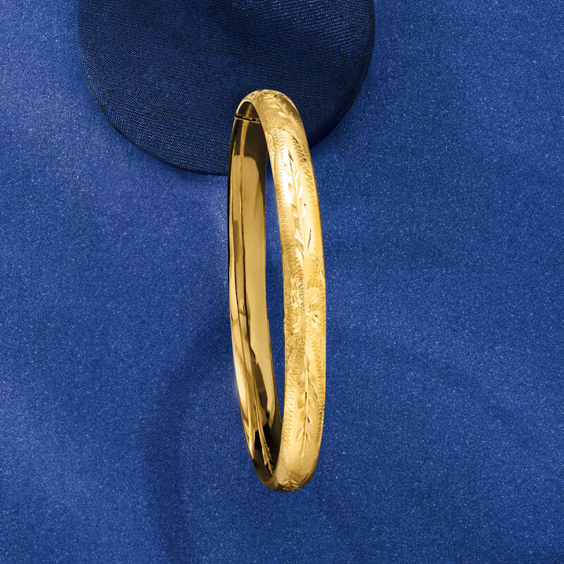14kt Yellow Gold Floral Bangle Bracelet | Ross Simons