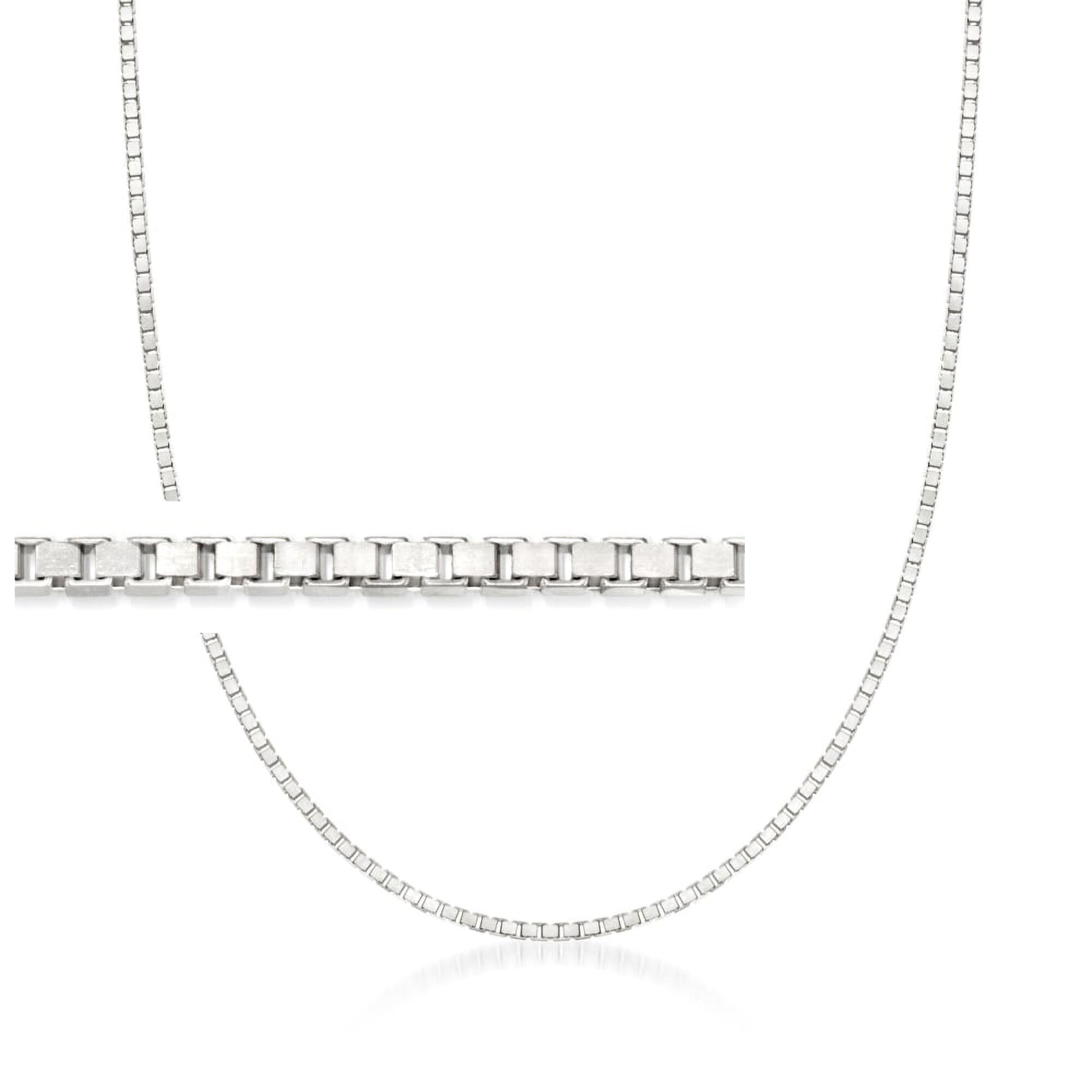 1.4mm 14kt White Gold Box Chain Necklace