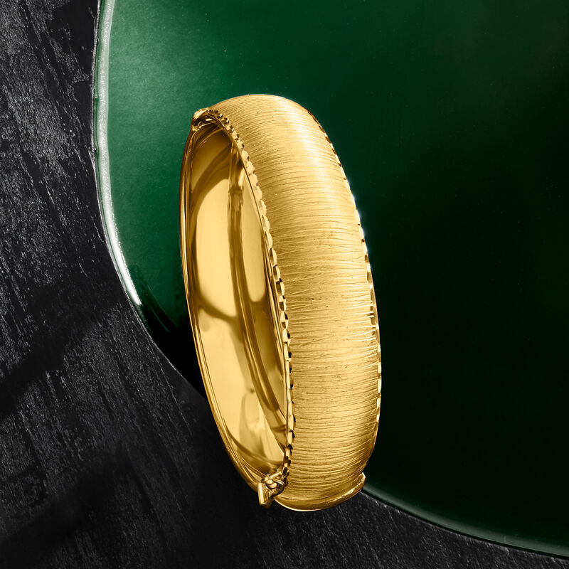 Italian 14kt Yellow Gold Textured and Polished Bangle Bracelet