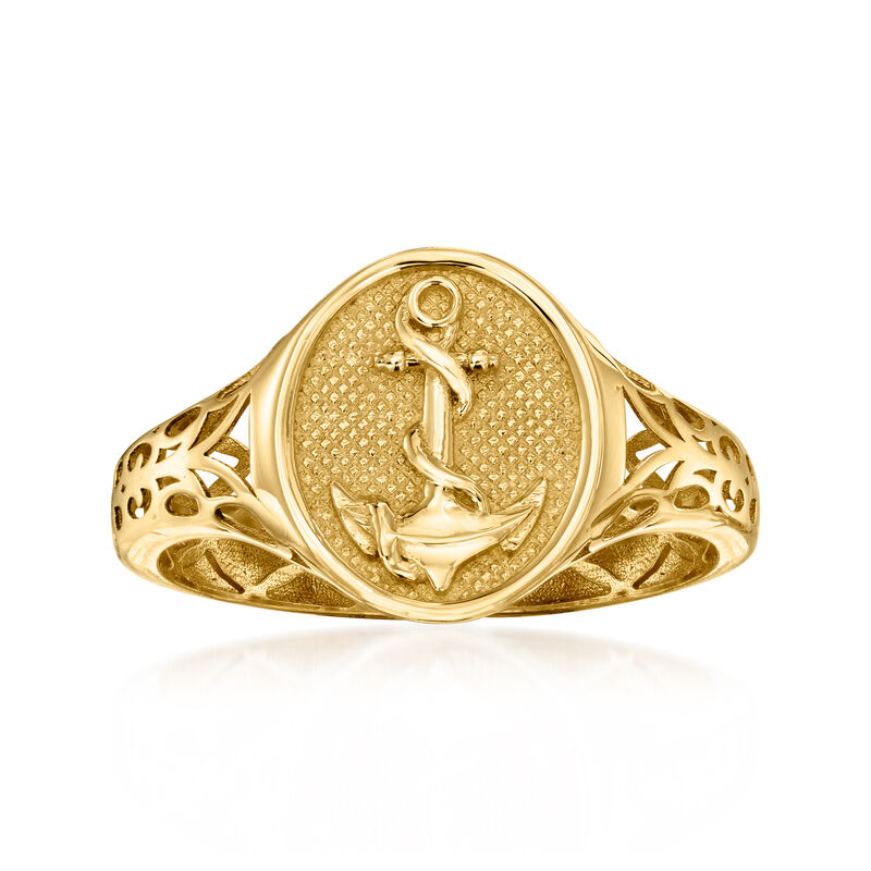 Italian 14kt Yellow Gold Anchor Signet Ring
