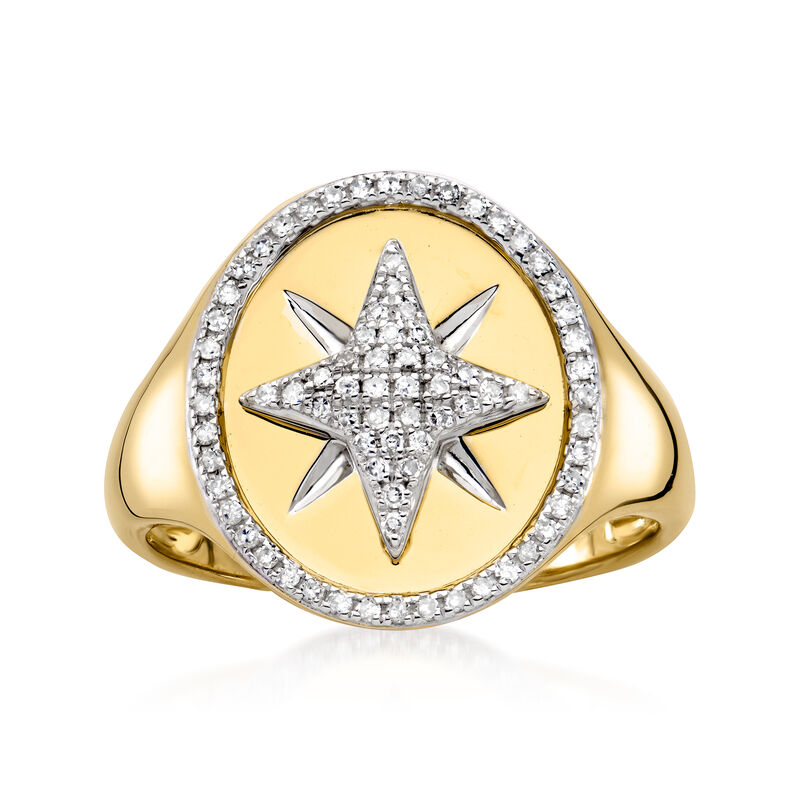 .25 ct. t.w. Diamond Starburst Signet Ring in 14kt Yellow Gold | Ross ...
