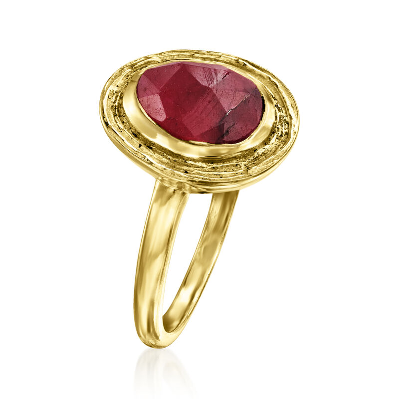 3.10 Carat Ruby Ring in 18kt Gold Over Sterling