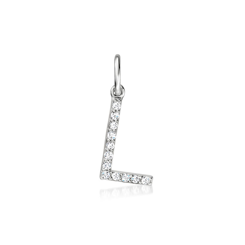 L - Diamond Initial Charm in Sterling Silver | Ross Simons
