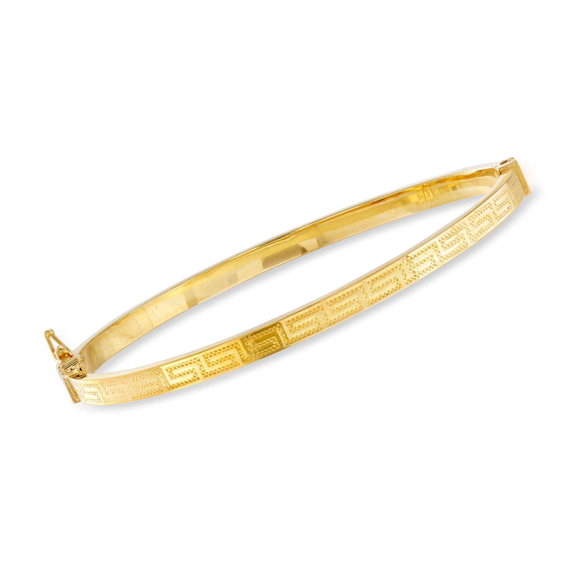 Italian 18kt Yellow Gold Greek Key Bangle Bracelet