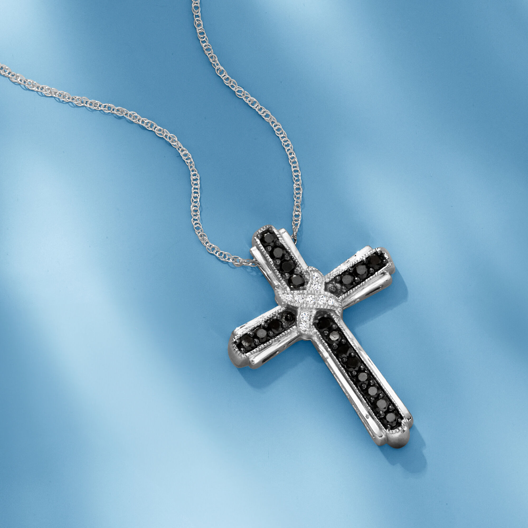 Black and white diamond cross necklace store