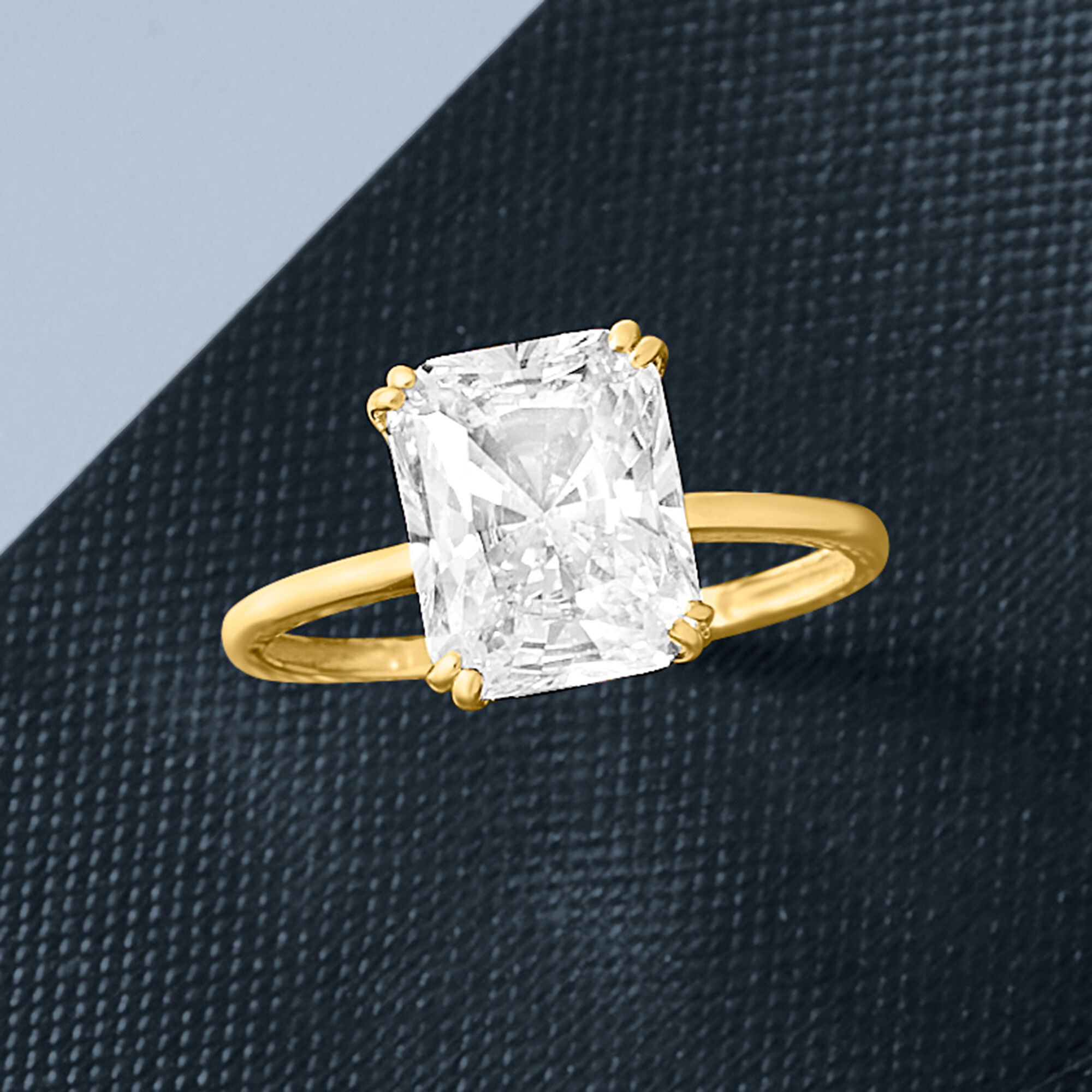 4.25 Carat CZ Solitaire Ring in 14kt Yellow Gold
