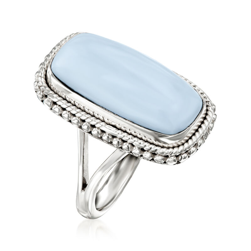 Blue Opal Ring in Sterling Silver