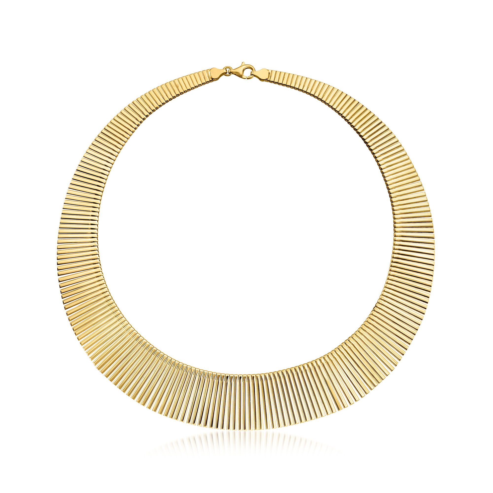 Italian Graduated Cleopatra Necklace in 18kt Gold Over Sterling. 18