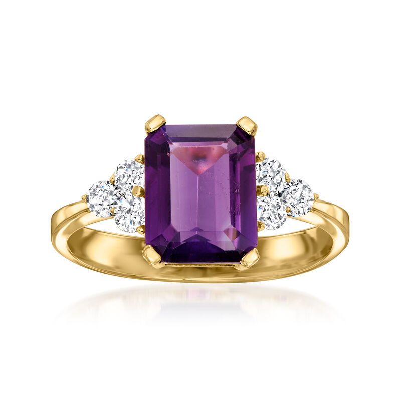 2.50 Carat Amethyst and .27 ct. t.w. Diamond Ring in 14kt Yellow Gold ...