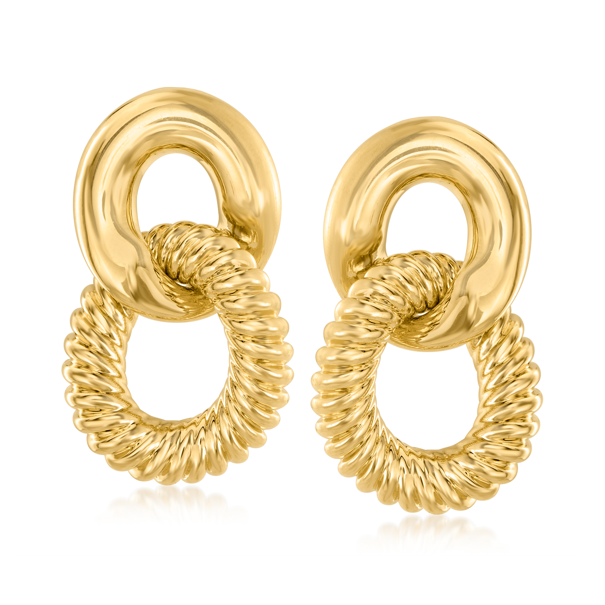 Italian Andiamo 14kt Yellow Gold Over Resin Interlocking Twist Drop ...