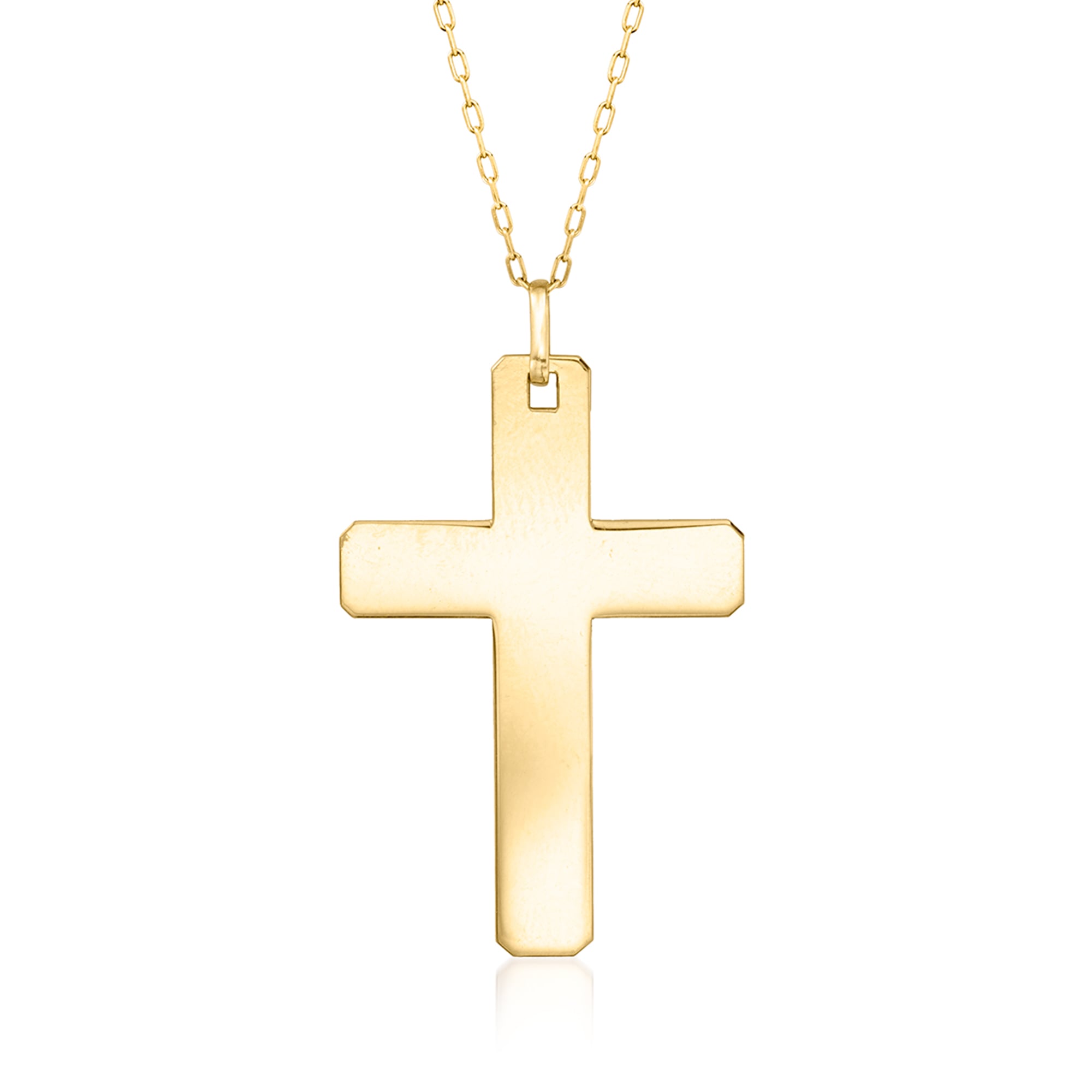 Italian 18kt Yellow Gold Flat Cross Pendant Necklace | Ross-Simons