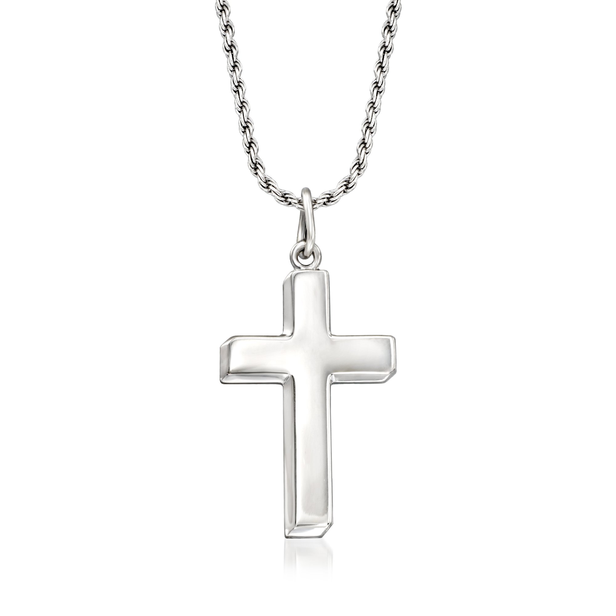 Ross Simons Men s Sterling Silver Cross Pendant Necklace. 22