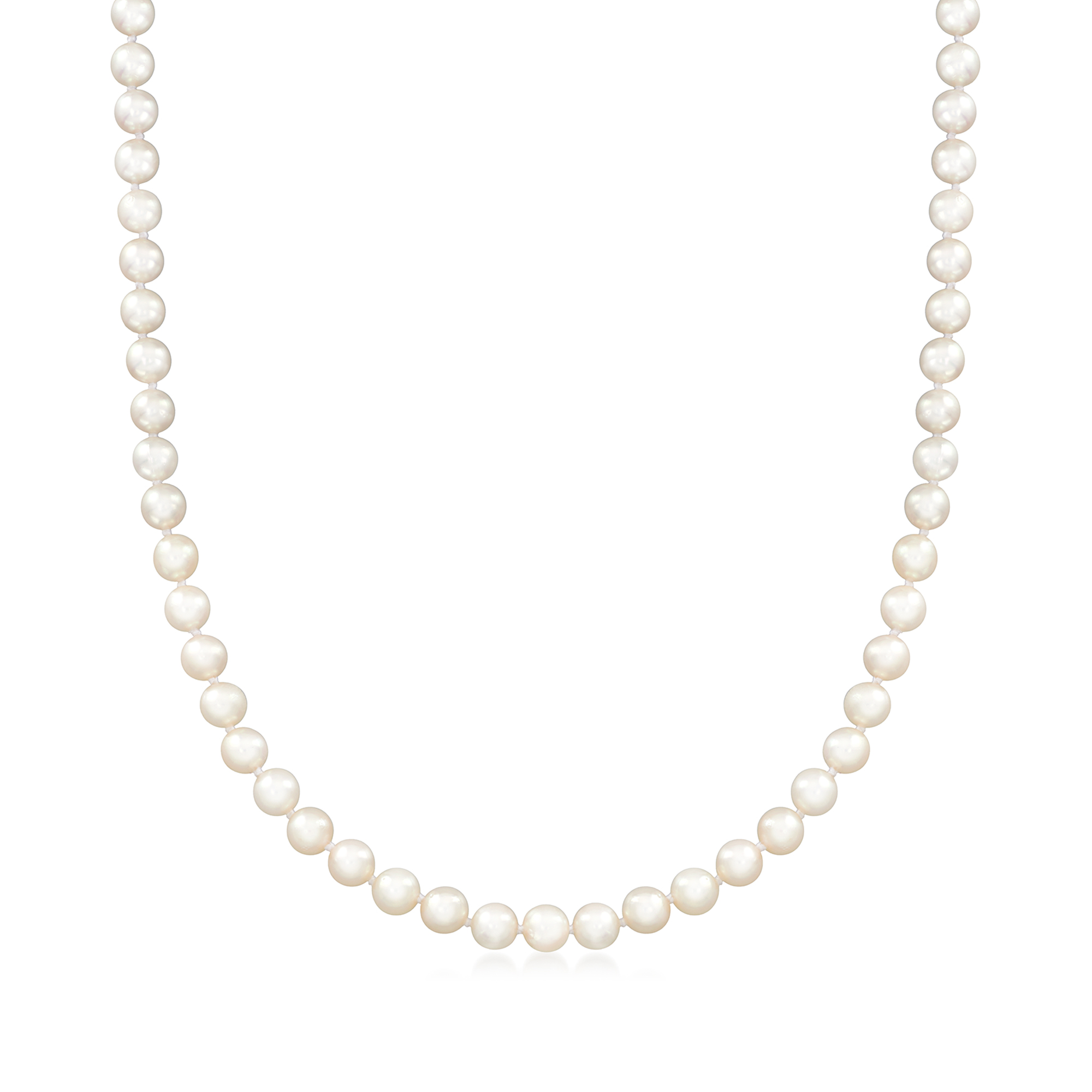 5.5-6mm Cultured Akoya Pearl Necklace with 14kt White Gold | Ross-Simons