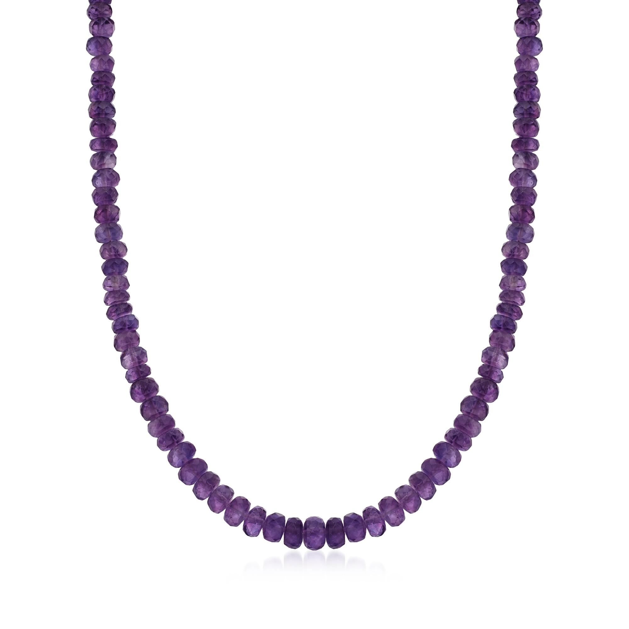 Amethyst Bead Necklace with Sterling Silver