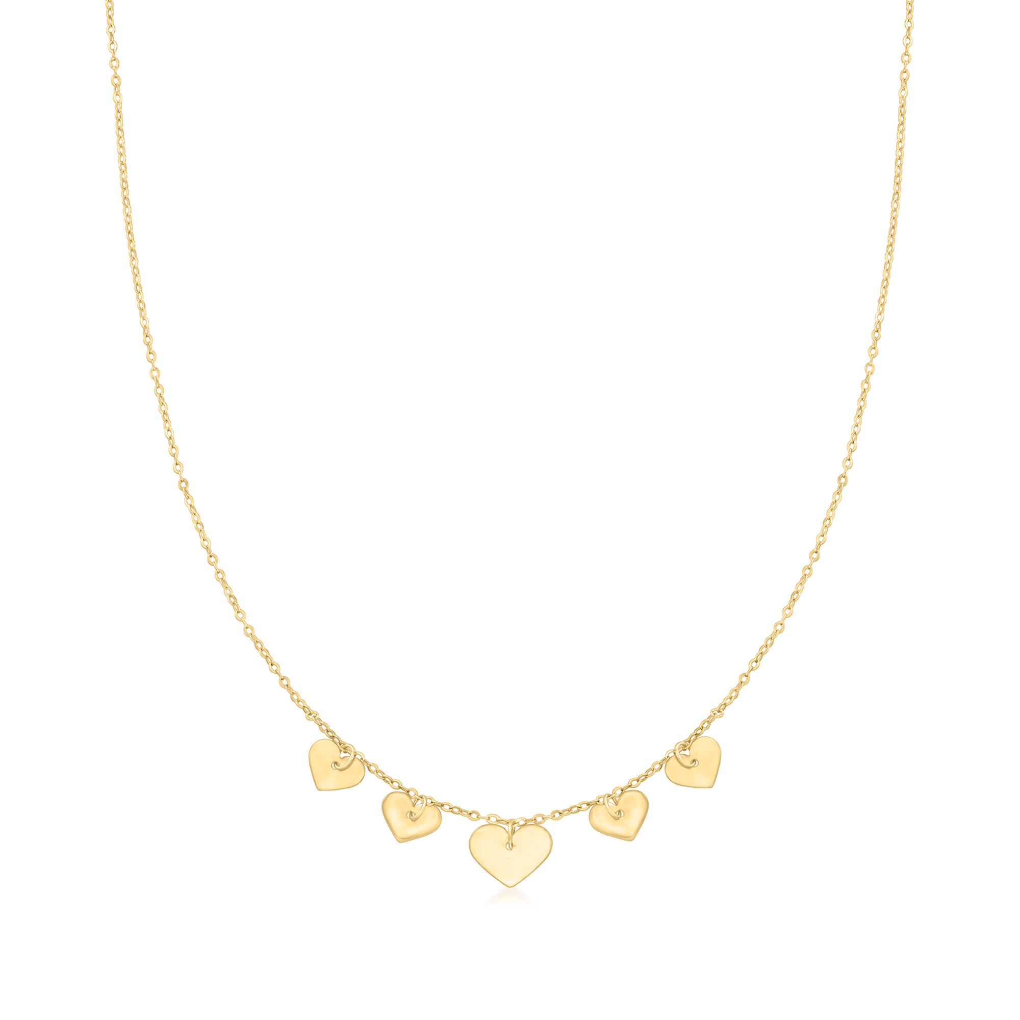Italian 10kt Yellow Gold Graduated Heart Charm Necklace | Ross-Simons