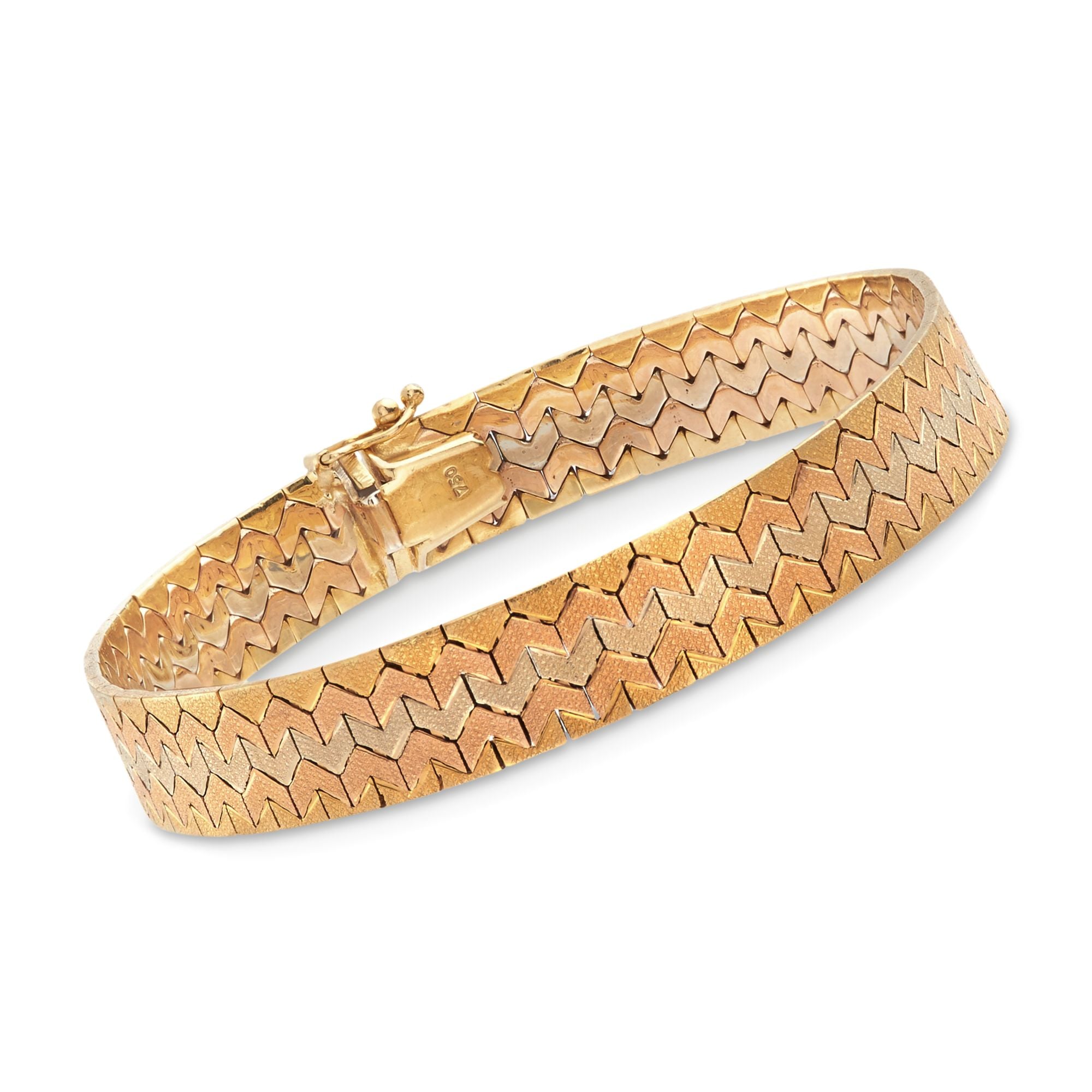 C. 1970 Vintage 18kt Tri-Colored Gold Chevron Link Bracelet | Ross-Simons