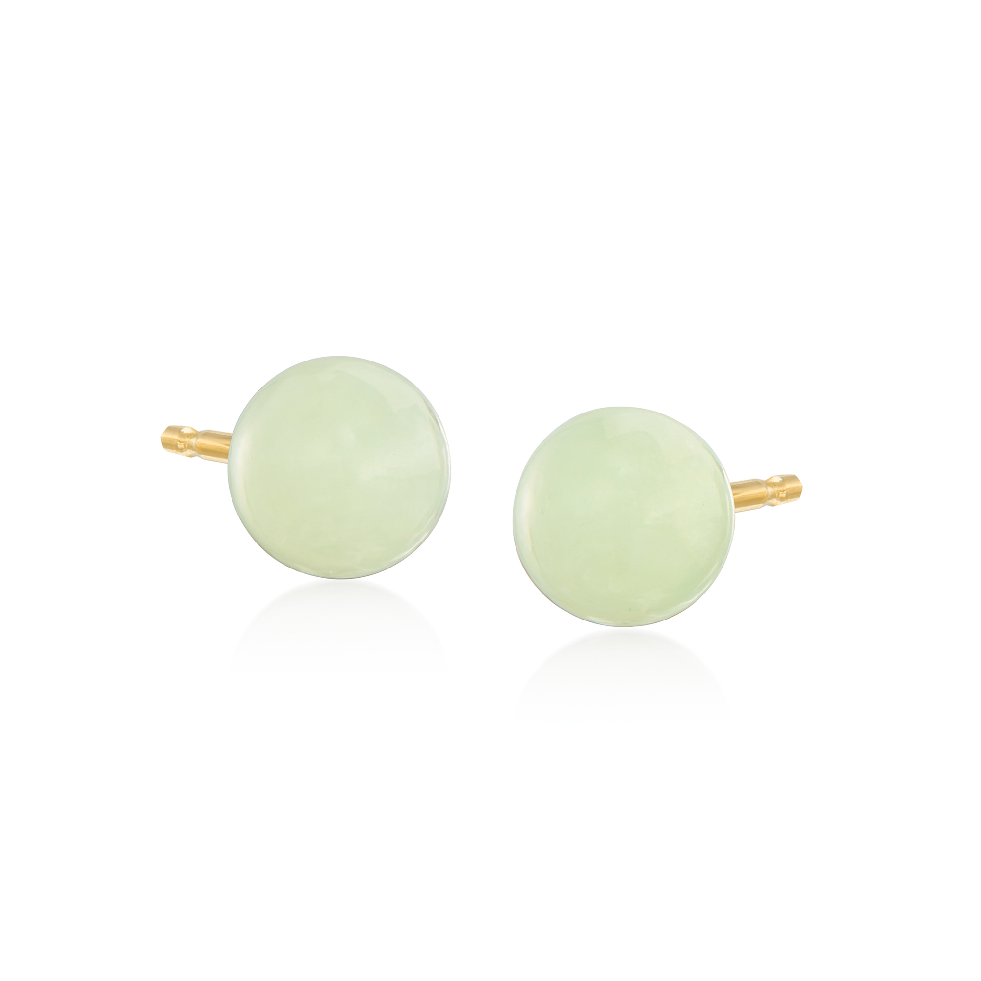 C. 1990 Vintage 8mm Jade Bead Earrings in 14kt Yellow Gold | Ross-Simons