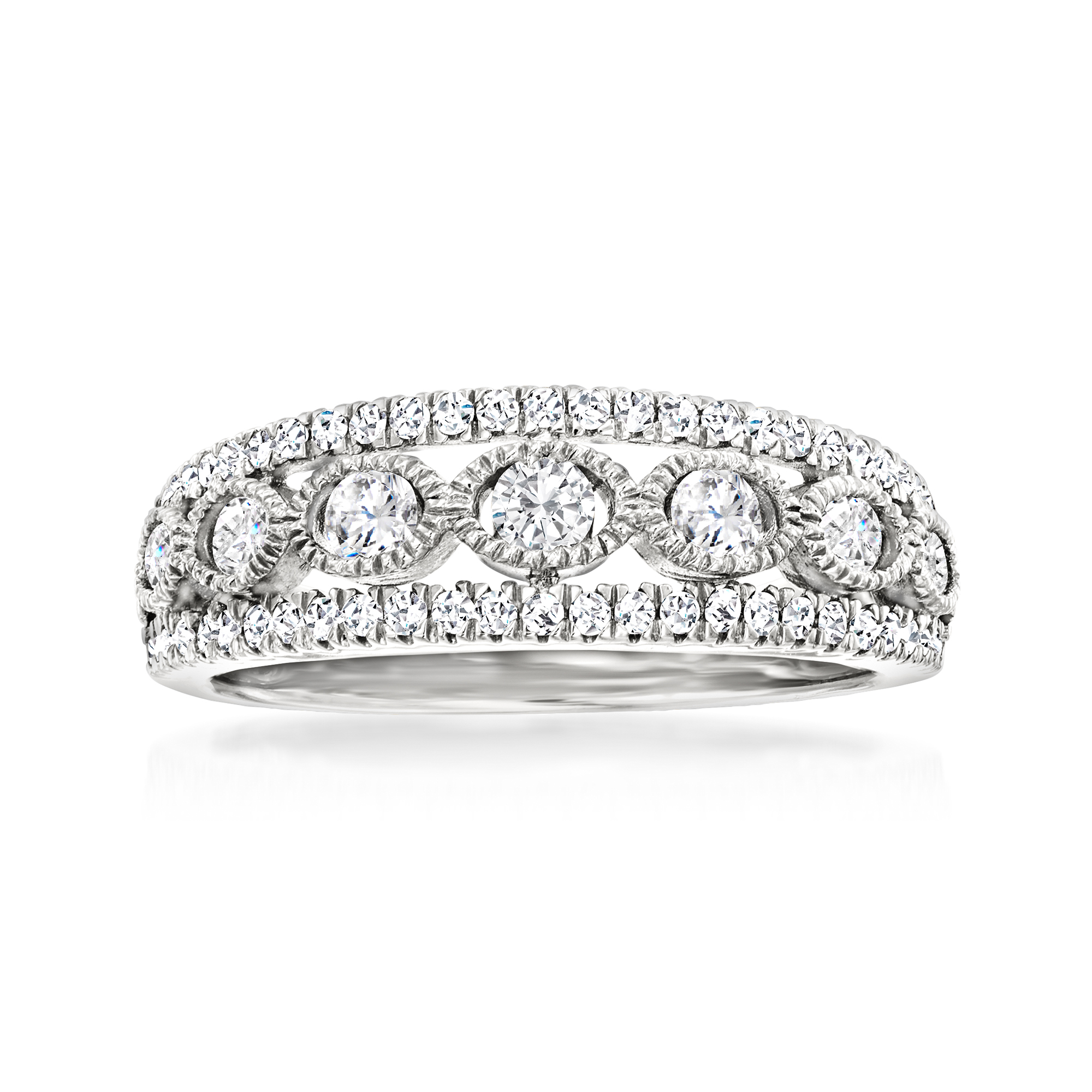 .65 ct. t.w. Diamond Open-Space Ring in 14kt White Gold | Ross-Simons