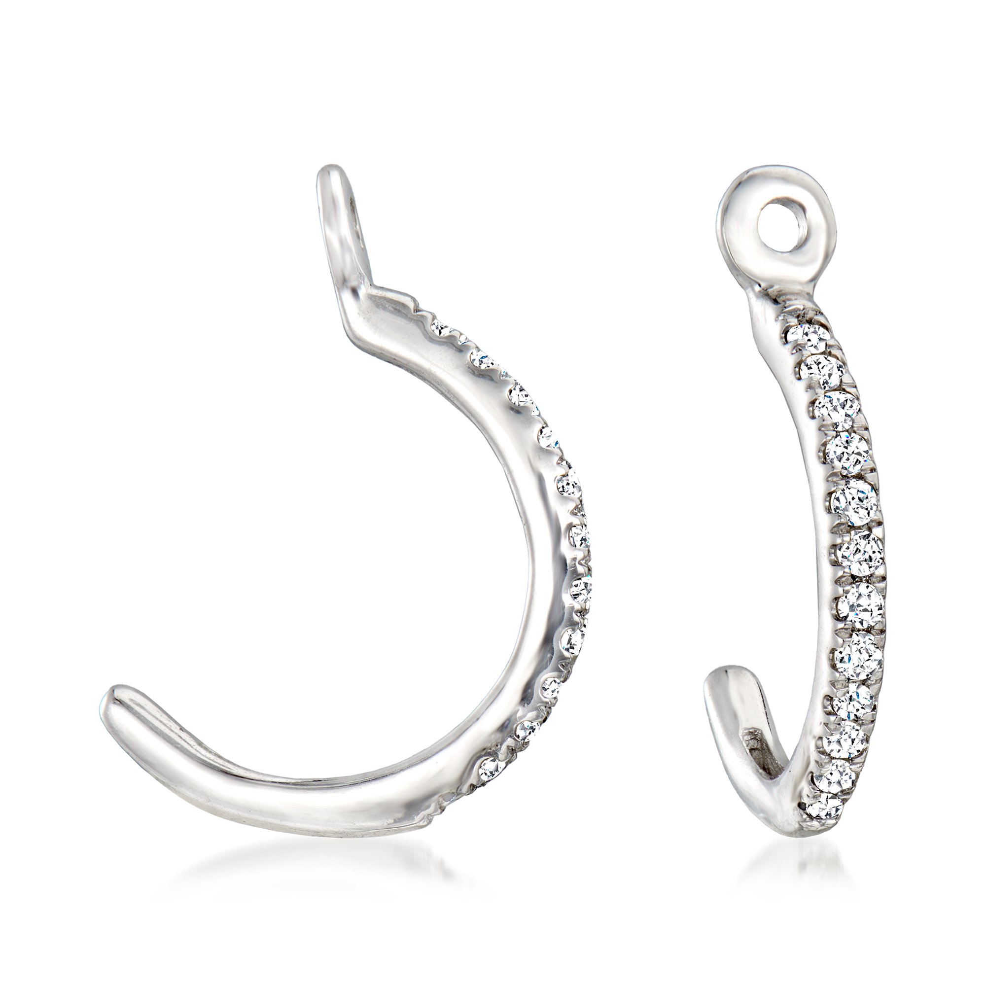 .10 ct. t.w. Diamond C-Hoop Earring Jackets in 14kt White Gold | Ross ...