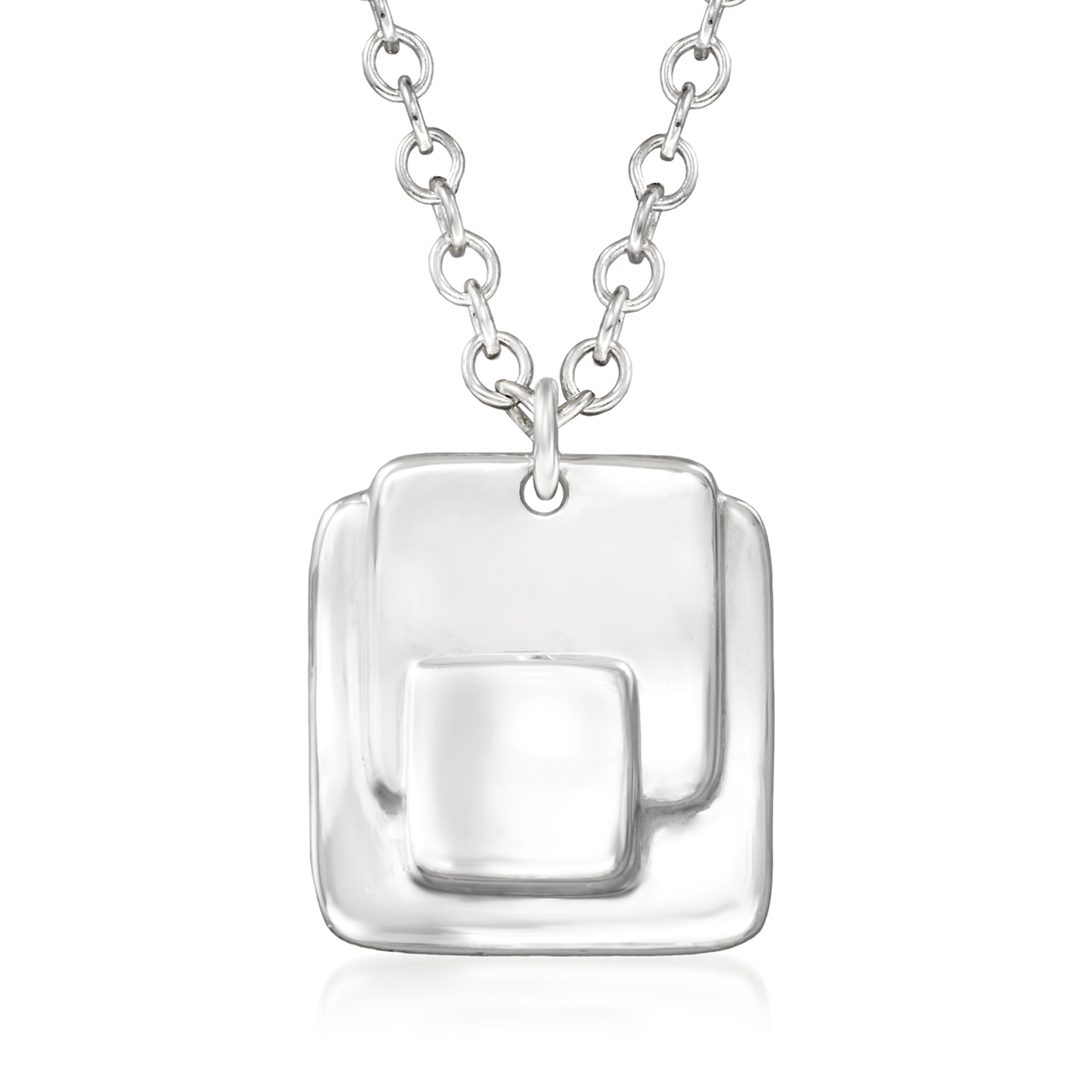 Zina Sterling Silver "Contemporary" Layered Square Pendant Necklace ...
