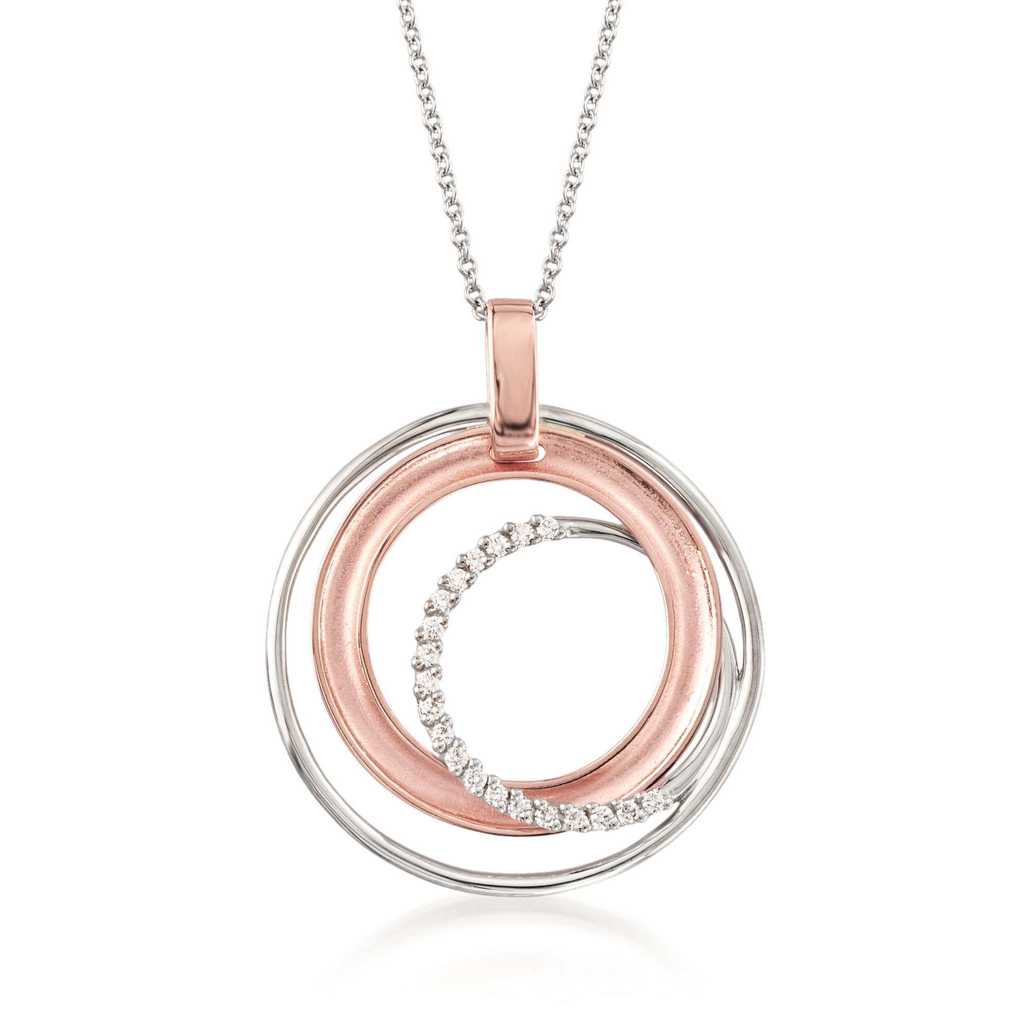 Simon G. .12 ct. t.w. Diamond Multi-Circle Pendant Necklace in 18kt Two ...