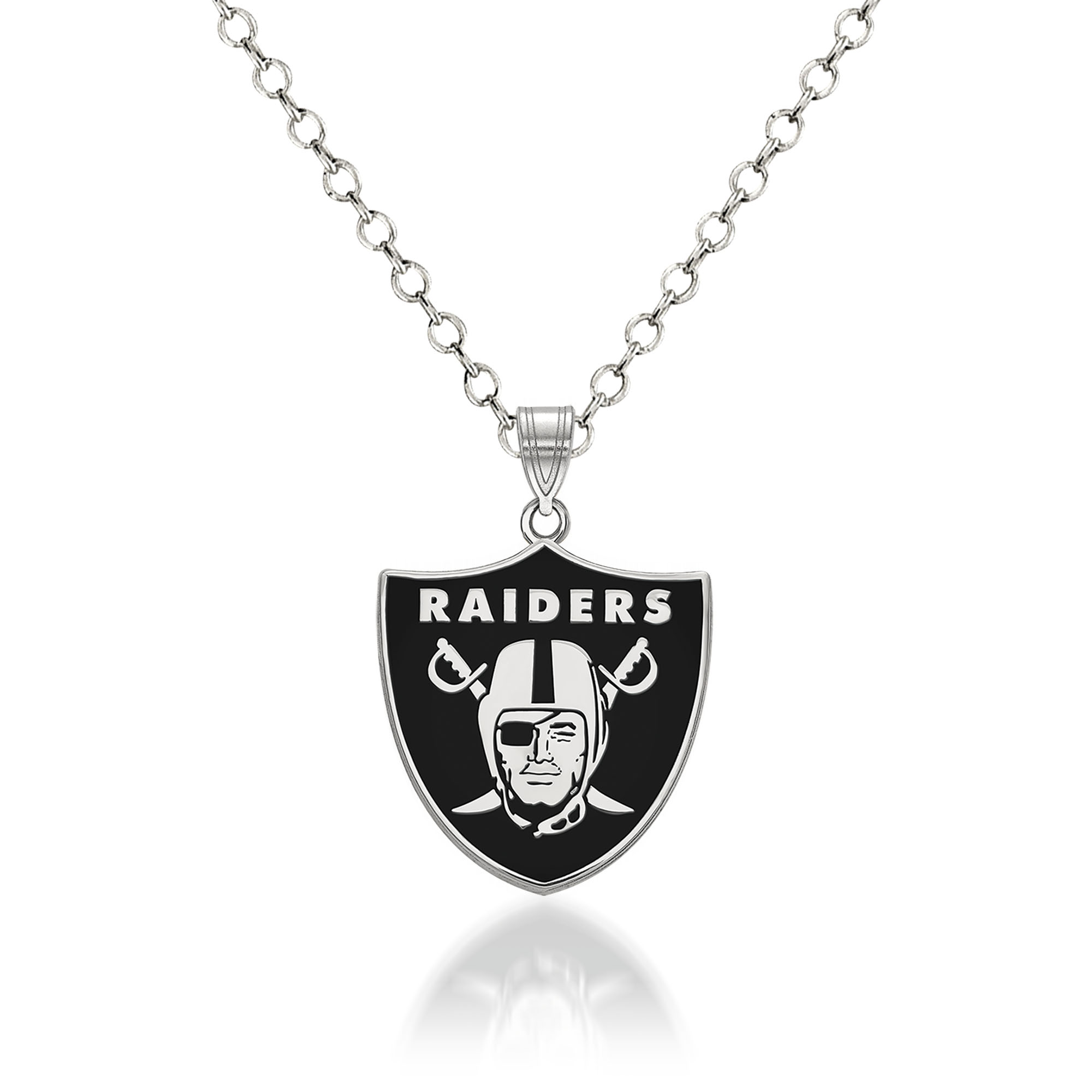 Sterling Silver NFL Oakland Raiders Enamel Pendant Necklace. 18" | Ross ...