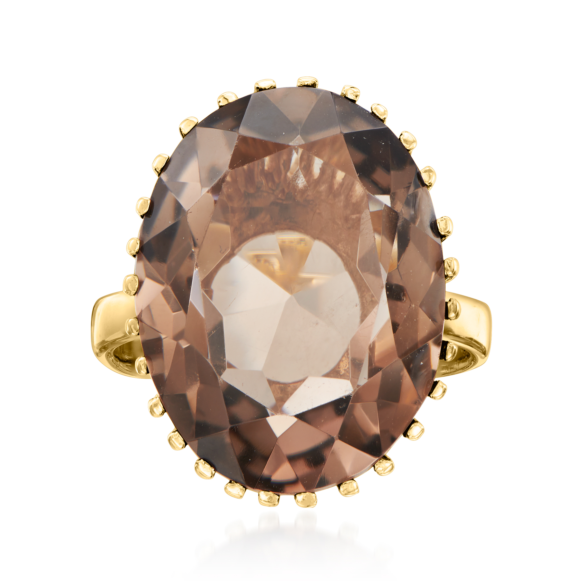 C. 1970 Vintage 15.75 Carat Smoky Quartz Ring in 10kt Yellow Gold ...