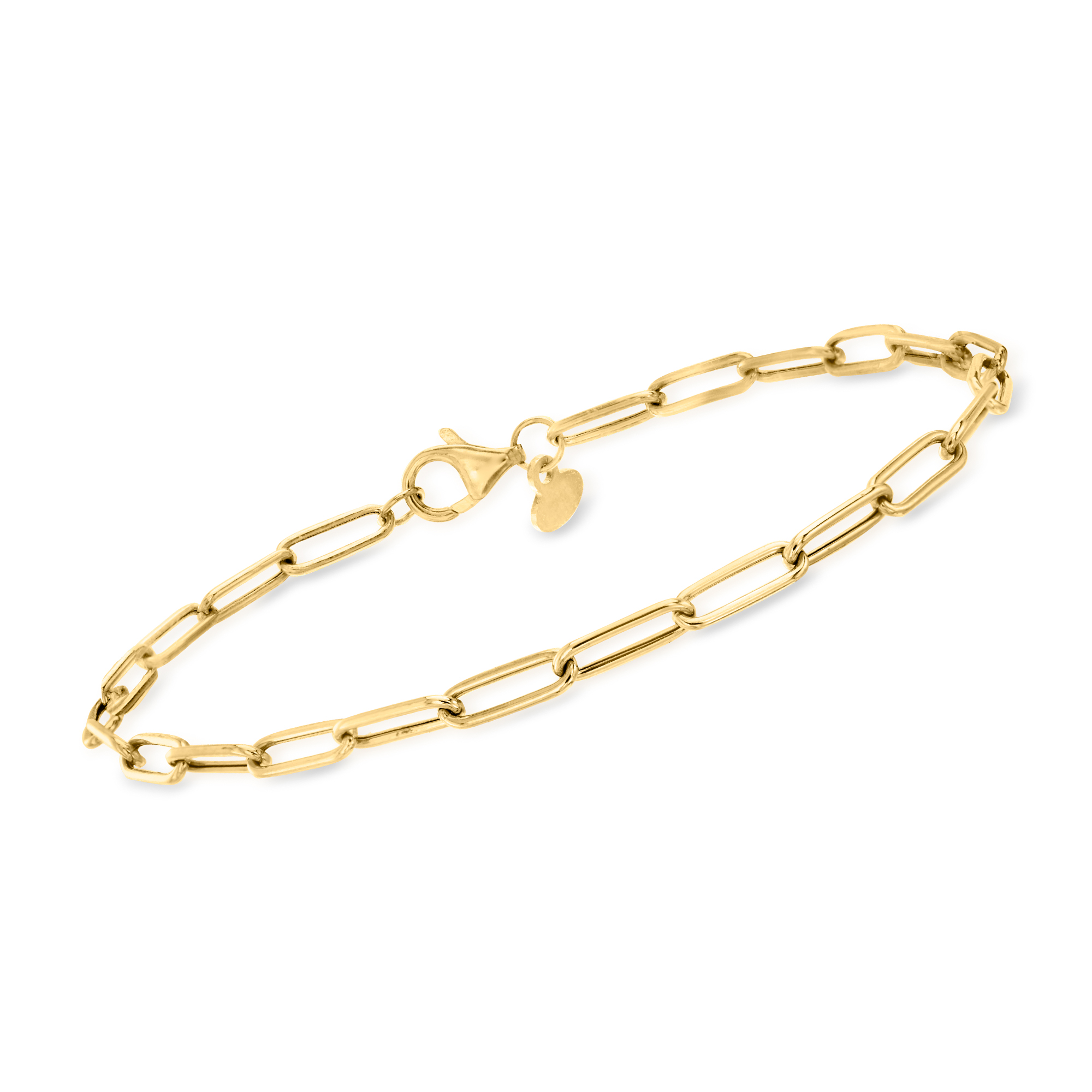 Italian 18kt Yellow Gold Paper Clip Link Bracelet