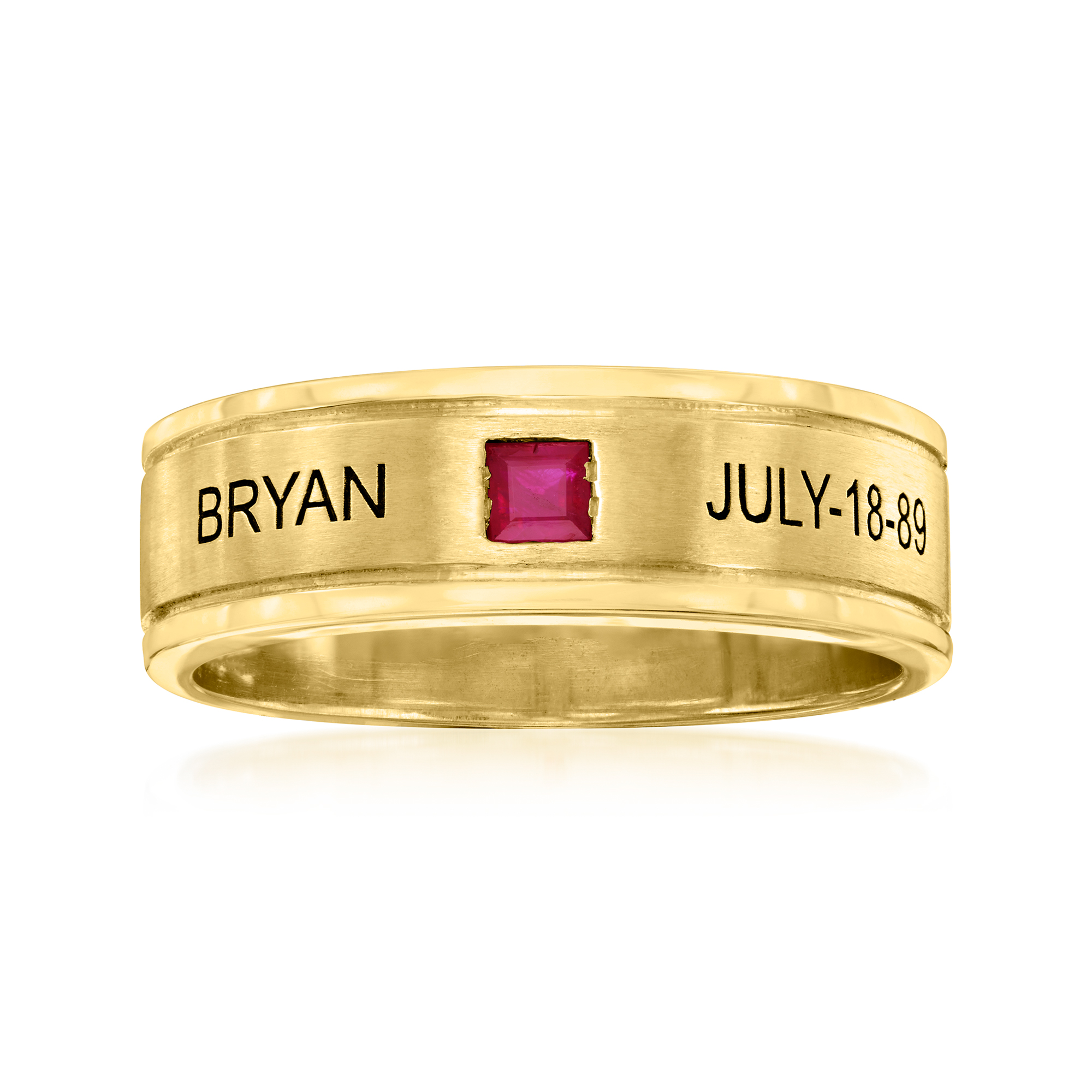 Personalized Men's Birthstone and Name Ring in 14kt Gold | Ross-Simons