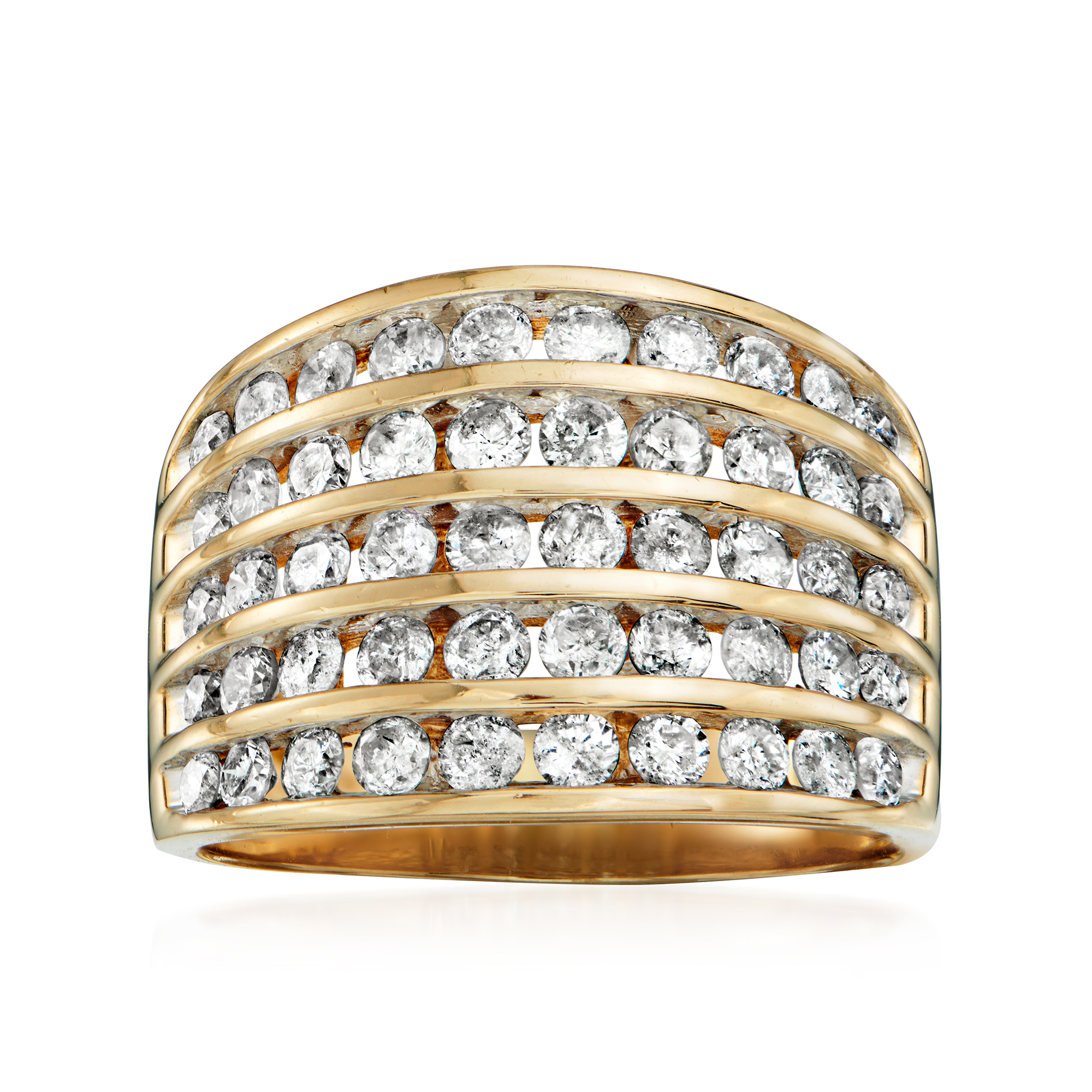 C. 1990 Vintage 2.00 ct. t.w. Diamond Multi-Row Ring in 10kt Yellow ...