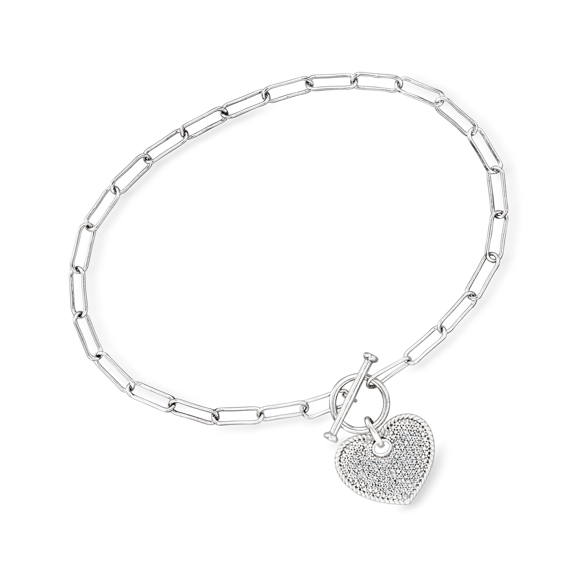 .20 ct. t.w. Diamond Heart Toggle Bracelet in Sterling Silver. 7 ...