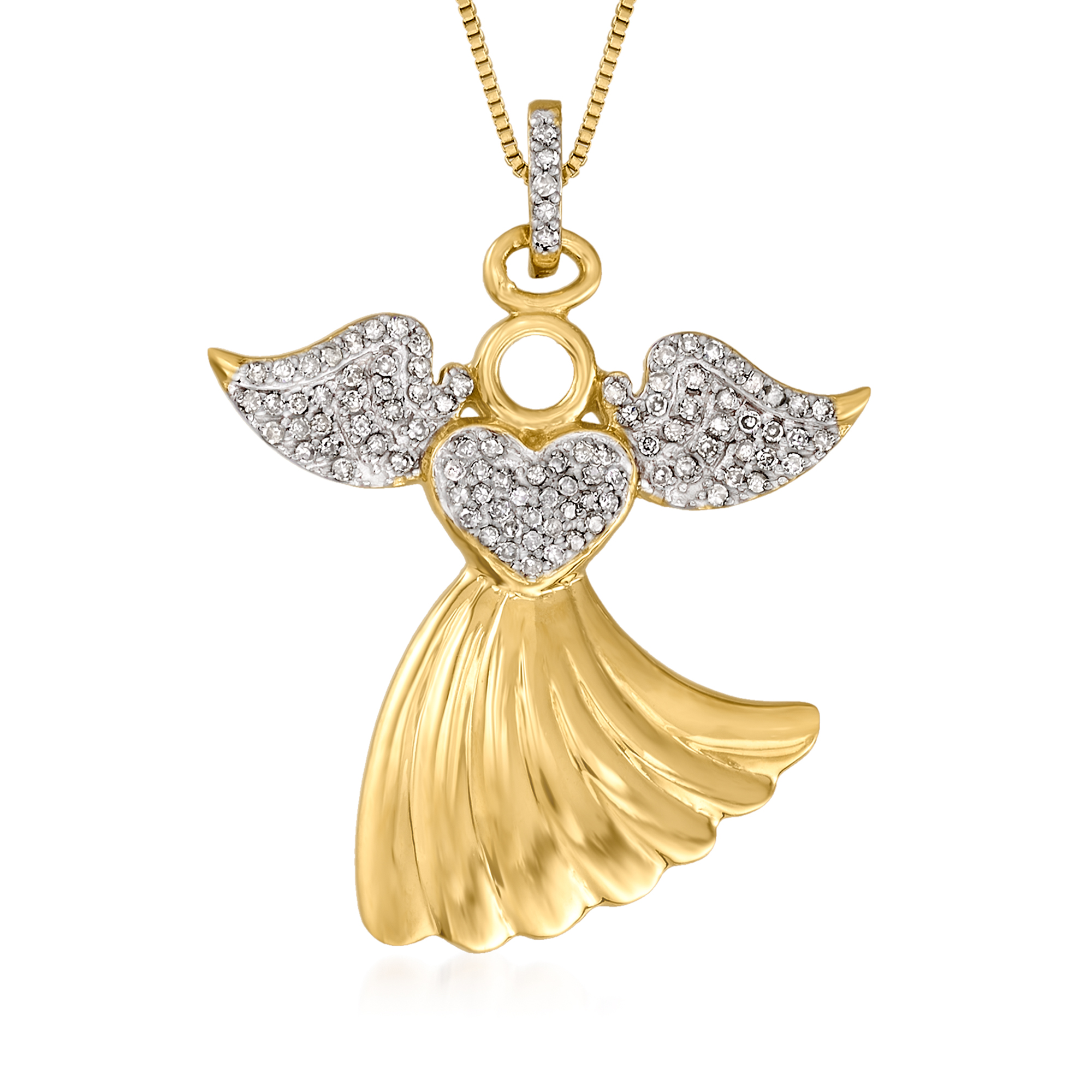 .25 ct. t.w. Diamond Angel Pendant Necklace in 18kt Gold Over Sterling ...