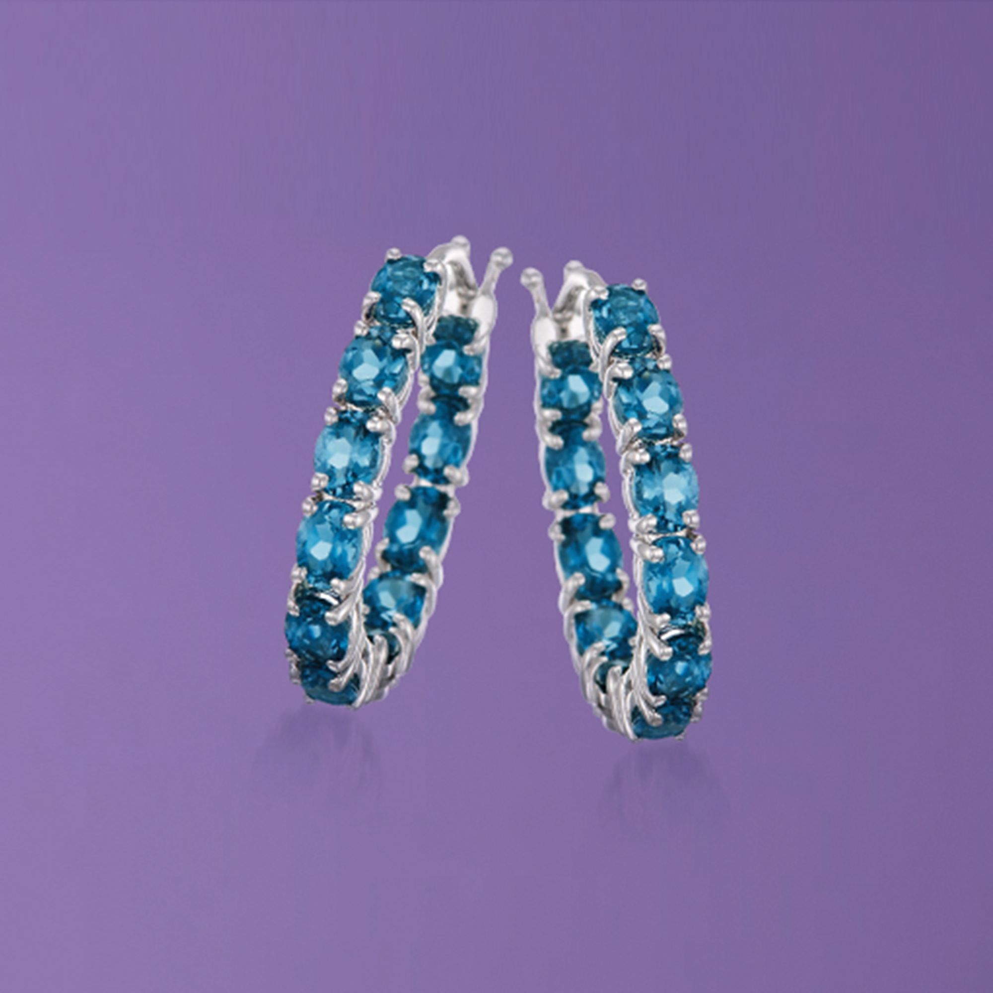 London blue topaz hoop earrings store