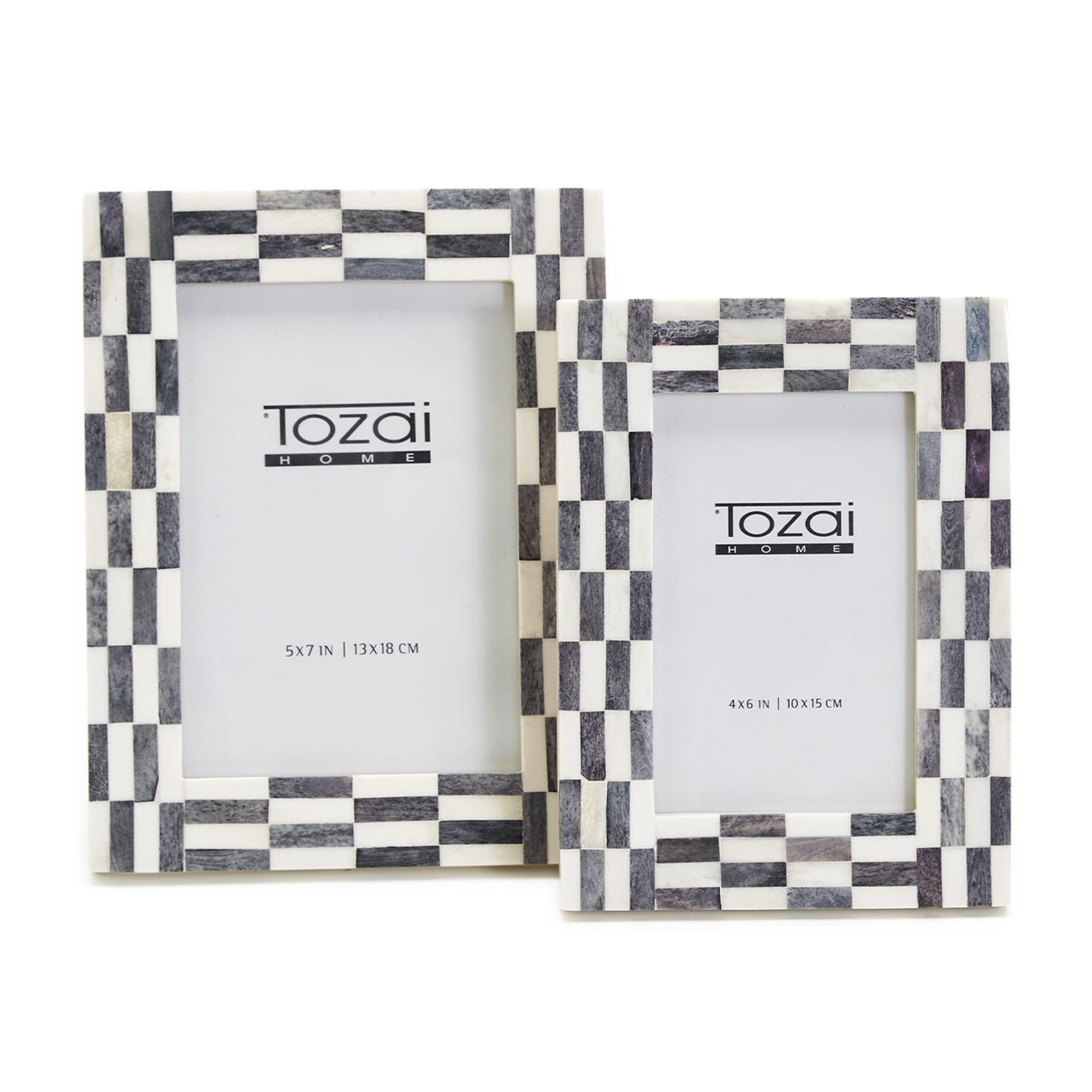 Set of 2 Gray and White Checkered Picture Frames | Ross-Simons