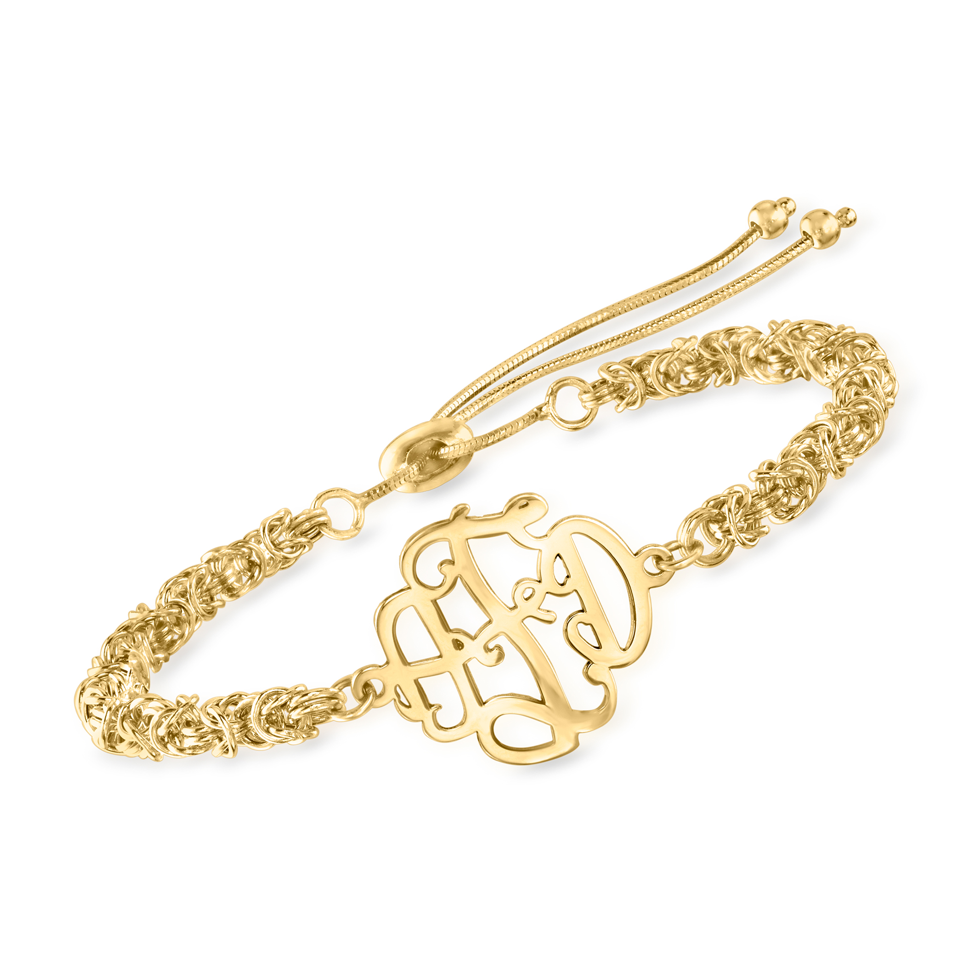 14kt Yellow Gold Personalized Monogram Byzantine Bolo Bracelet | Ross ...