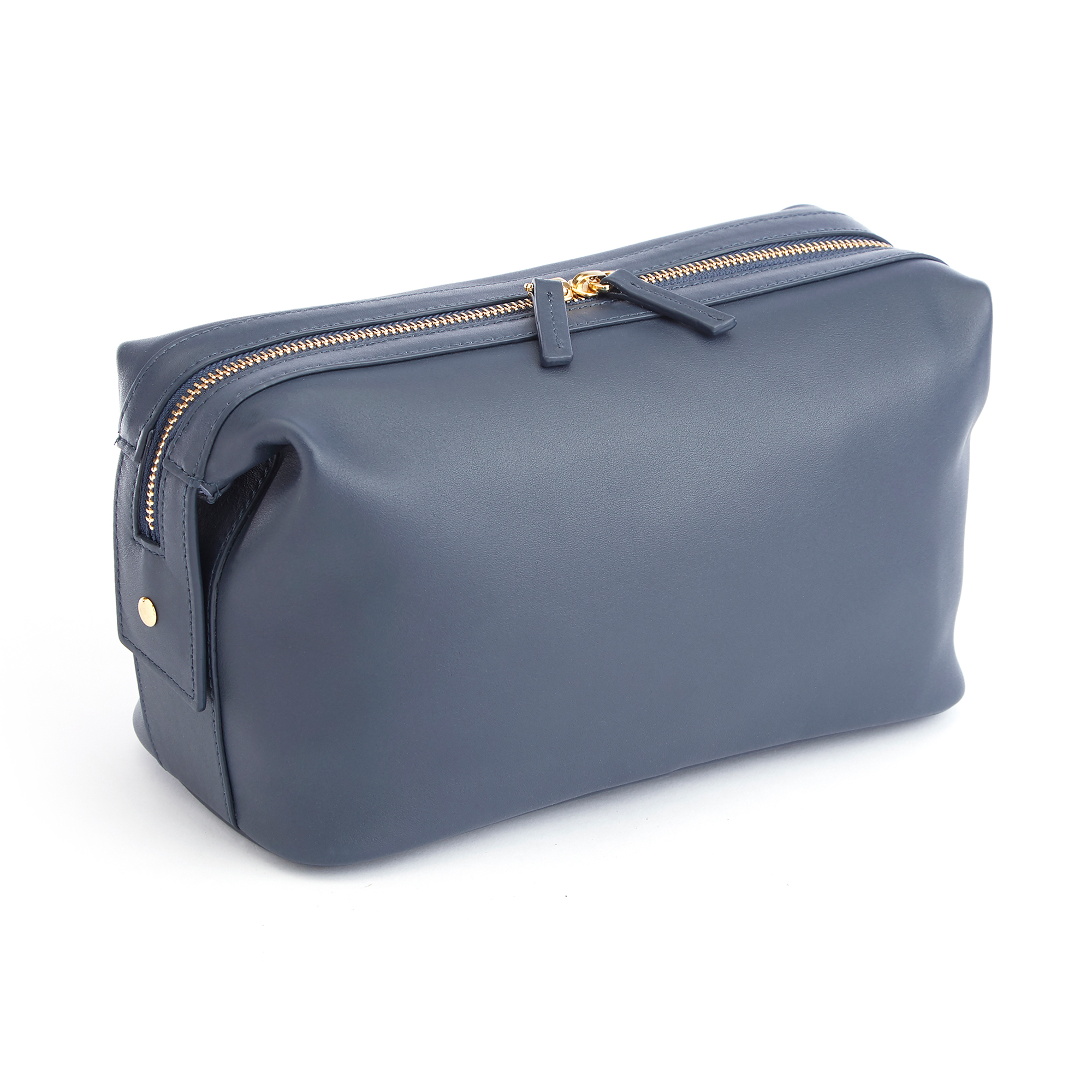 Royce Blue Pebbled Leather Double-Zip Toiletry Bag | Ross-Simons