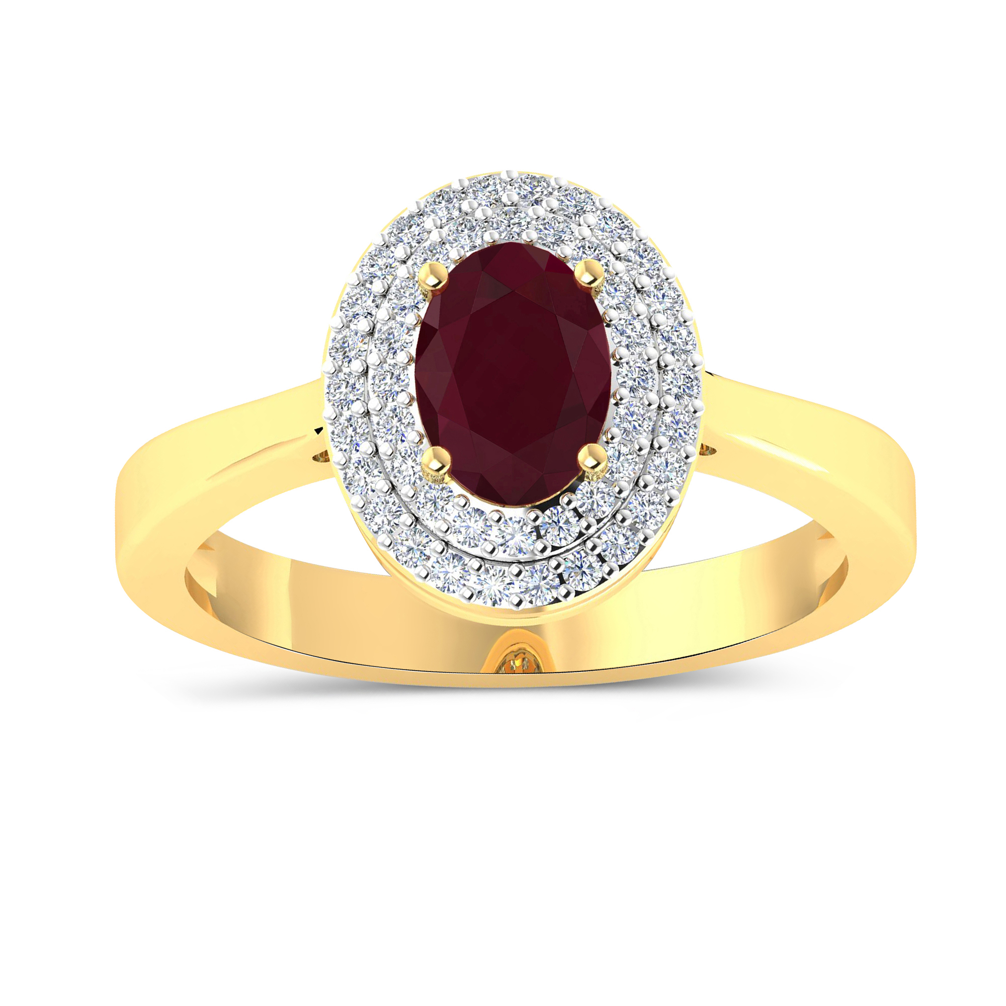 1.00 Carat Ruby and .16 ct. t.w. Diamond Ring in 14kt Yellow Gold ...