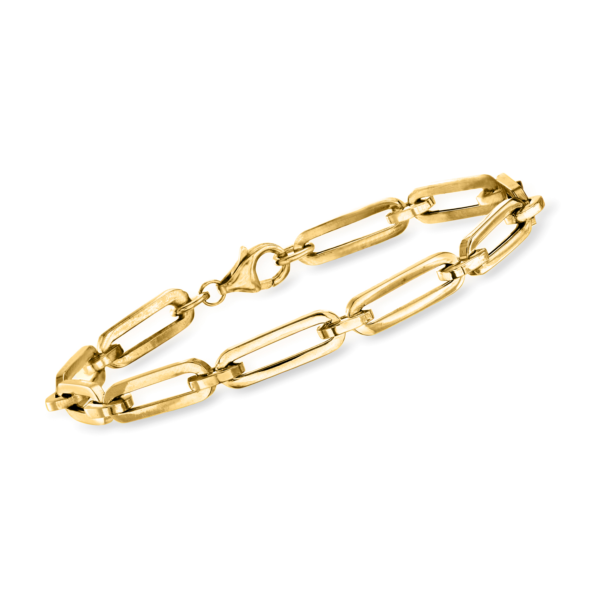 Italian 14kt Yellow Gold Paper Clip Link Bracelet