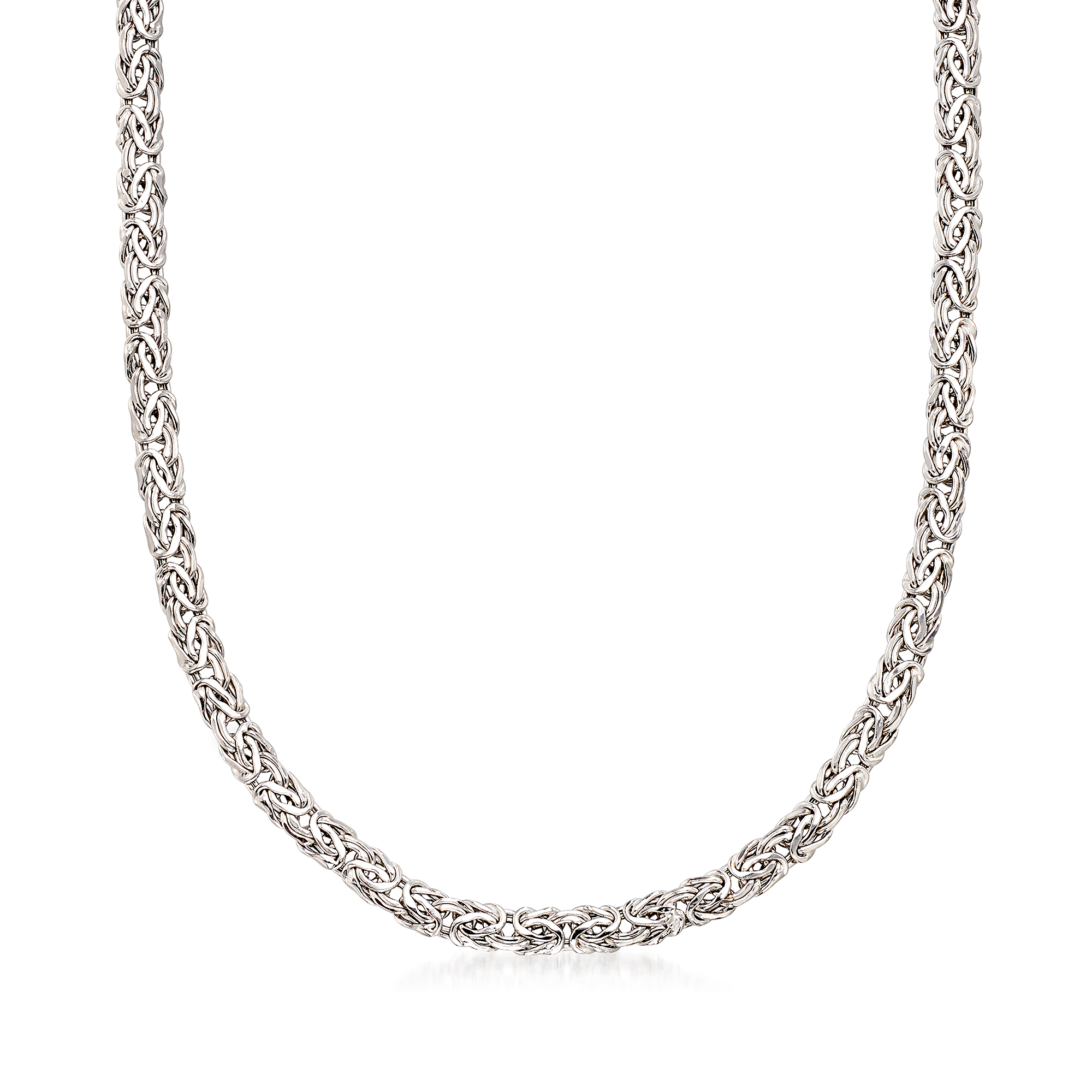 14kt White Gold Flat Byzantine Necklace