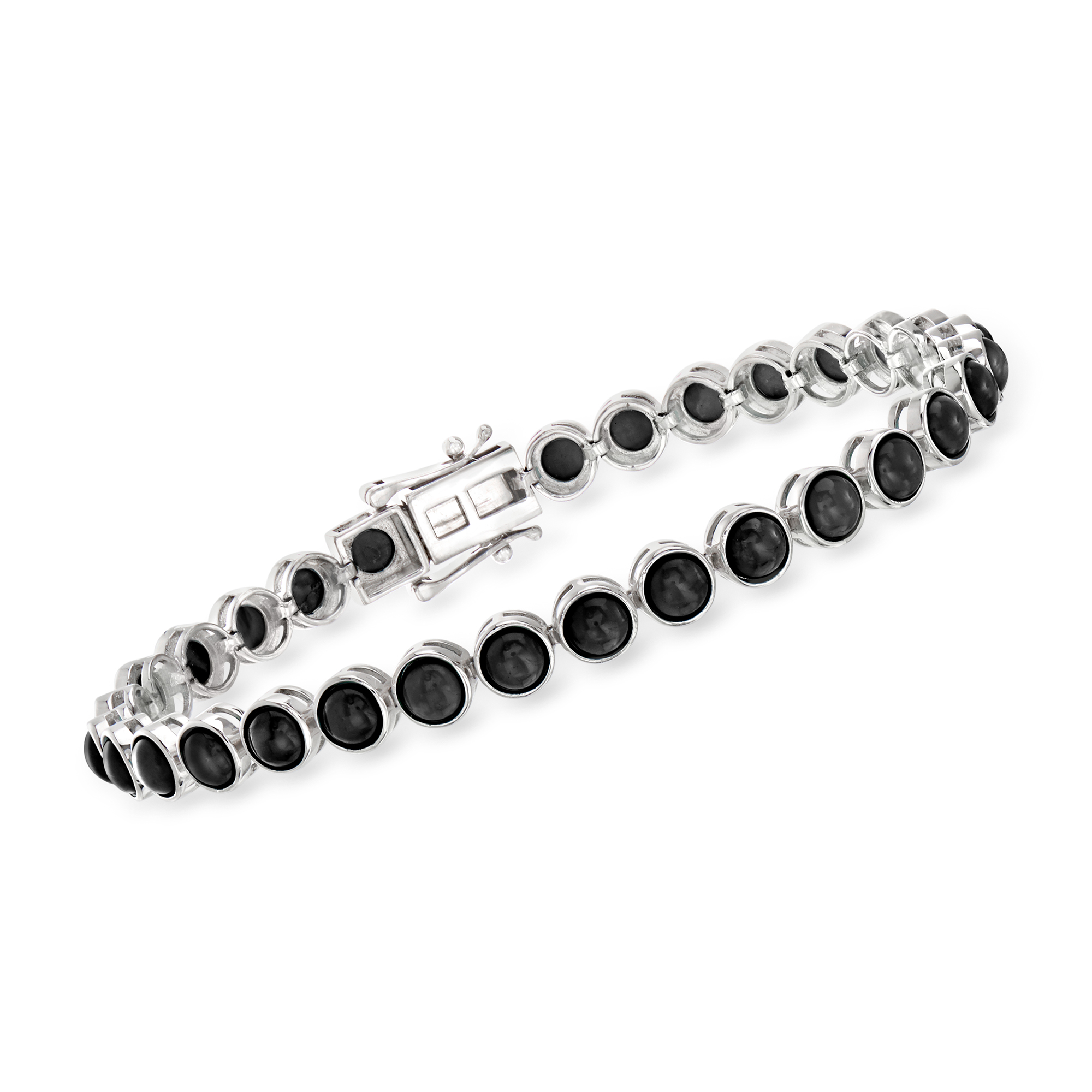 Black Onyx Tennis Bracelet in Sterling Silver. 7
