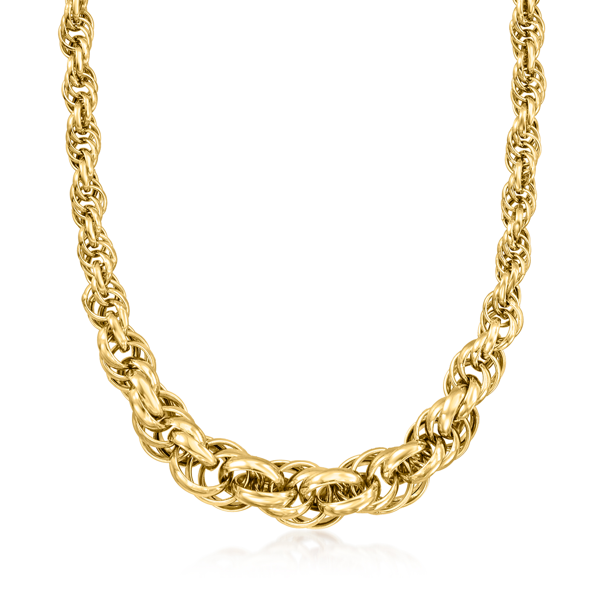 Ross Simons 18kt Gold Over Sterling Graduated Rope Chain Necklace. 18