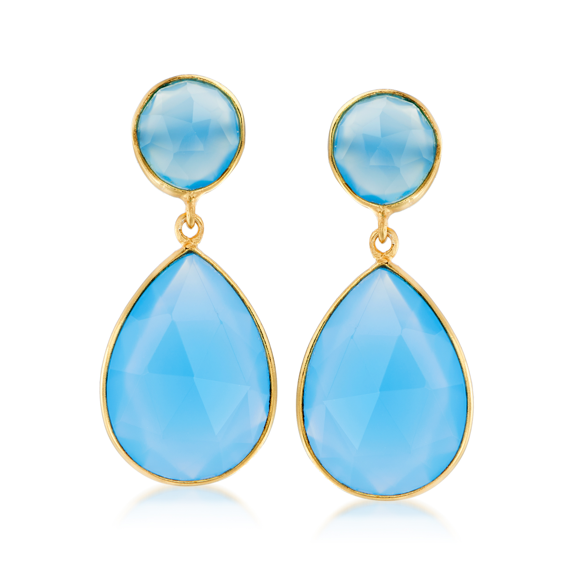 Blue Chalcedony Drop Earrings in 18kt Gold Over Sterling | Ross-Simons
