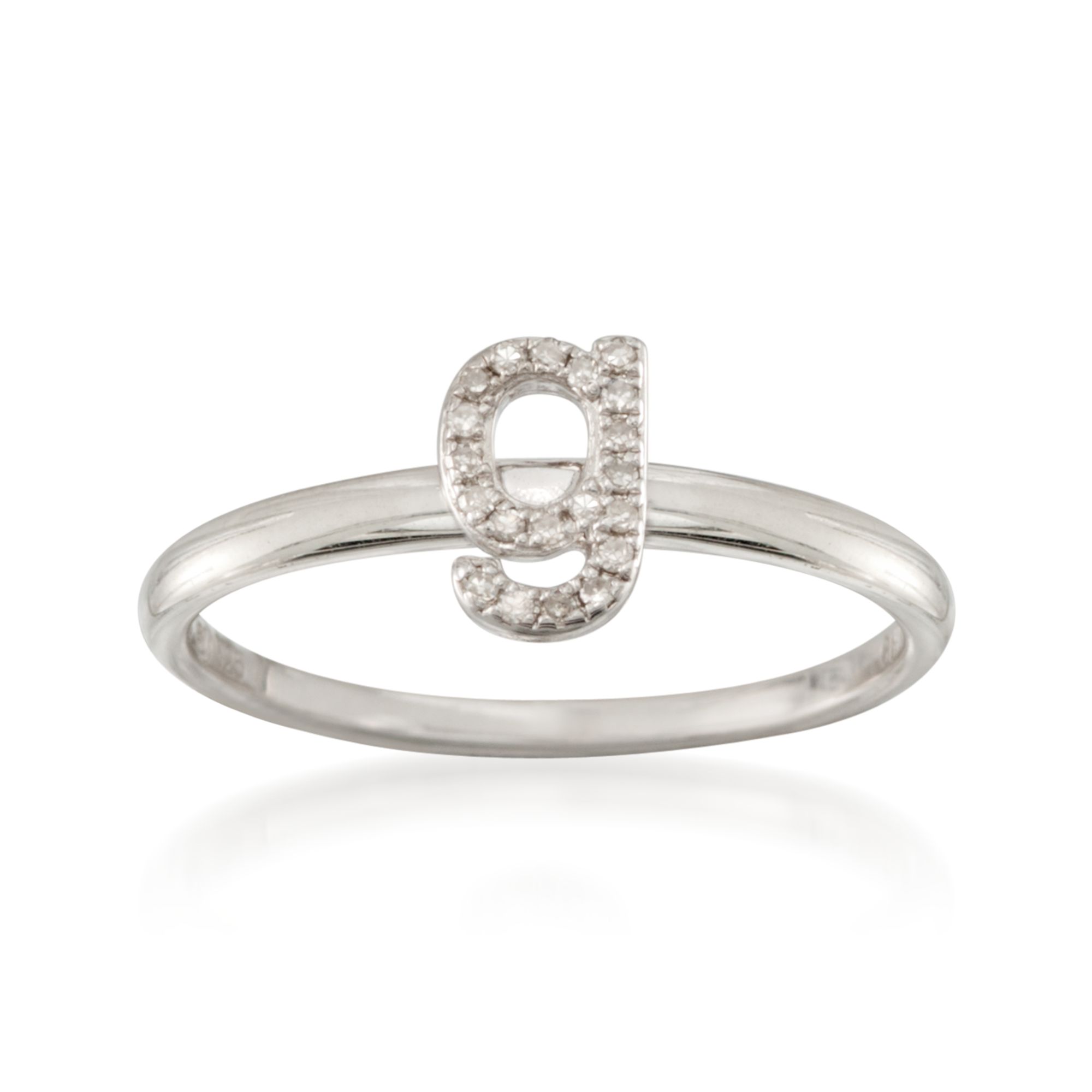 Diamond Accent Mini Initial "G" Ring in Sterling Silver | Ross-Simons