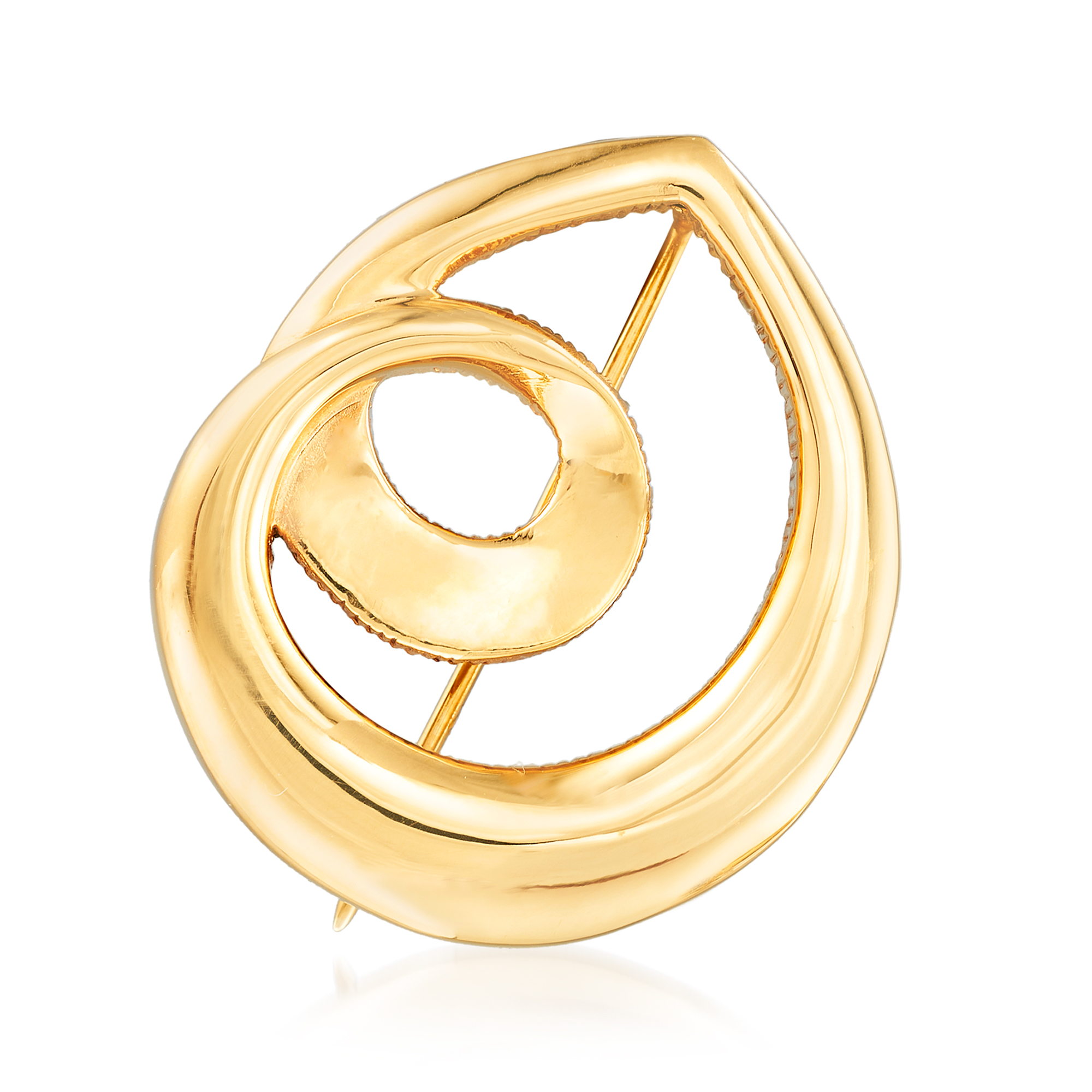 Italian 14kt Yellow Gold Open-Space Pear-Shaped Pin | Ross-Simons