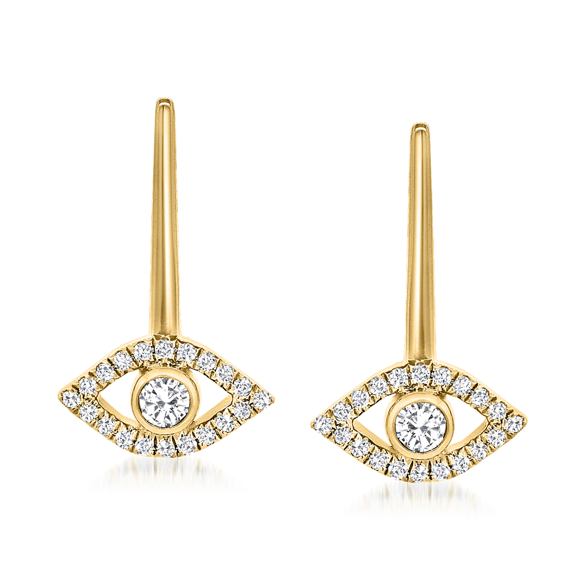 .16 ct. t.w. Diamond Evil Eye Drop Earrings in 14kt Yellow Gold | Ross ...